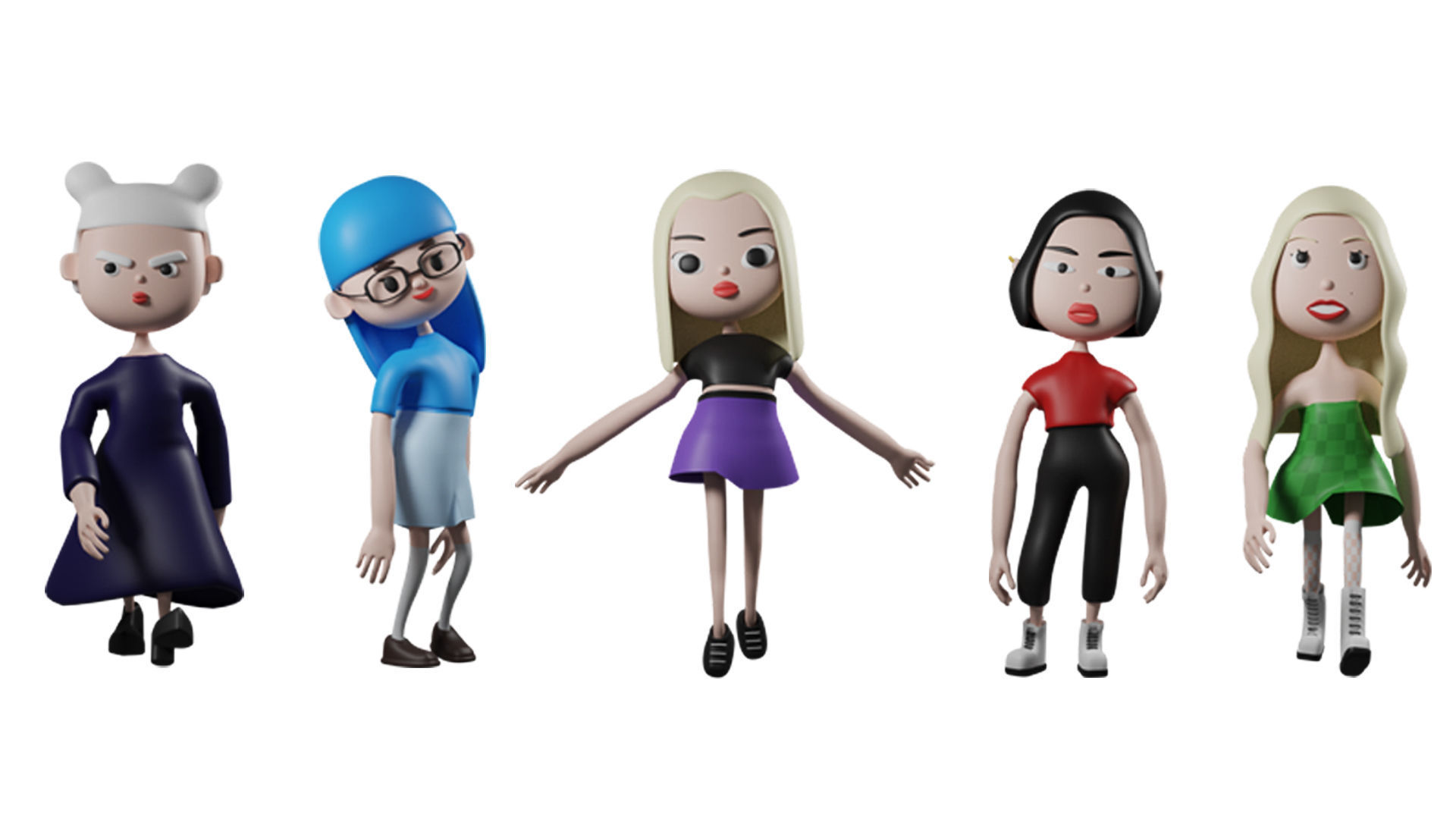 3D model Low poly cartoon characters 1 01 pack 3d model VR / AR / low ...