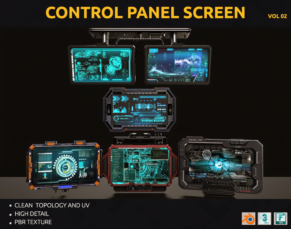 3D model control panel screen - Vol 02 VR / AR / low-poly | CGTrader