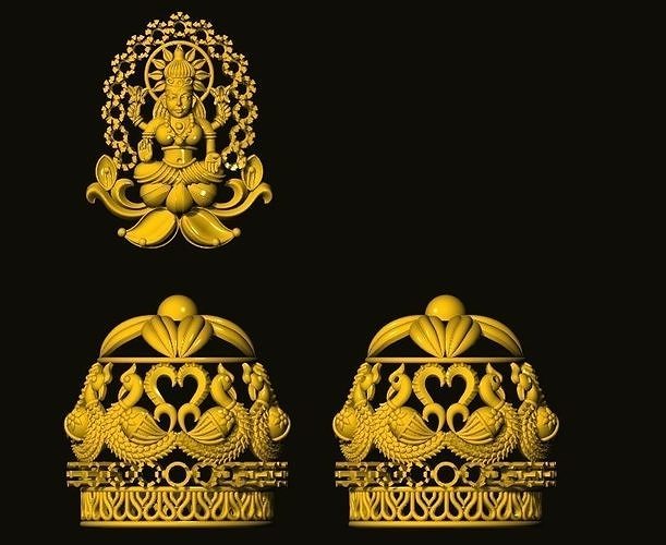 jumka pair of gold ornaments 3D model 3D printable | CGTrader