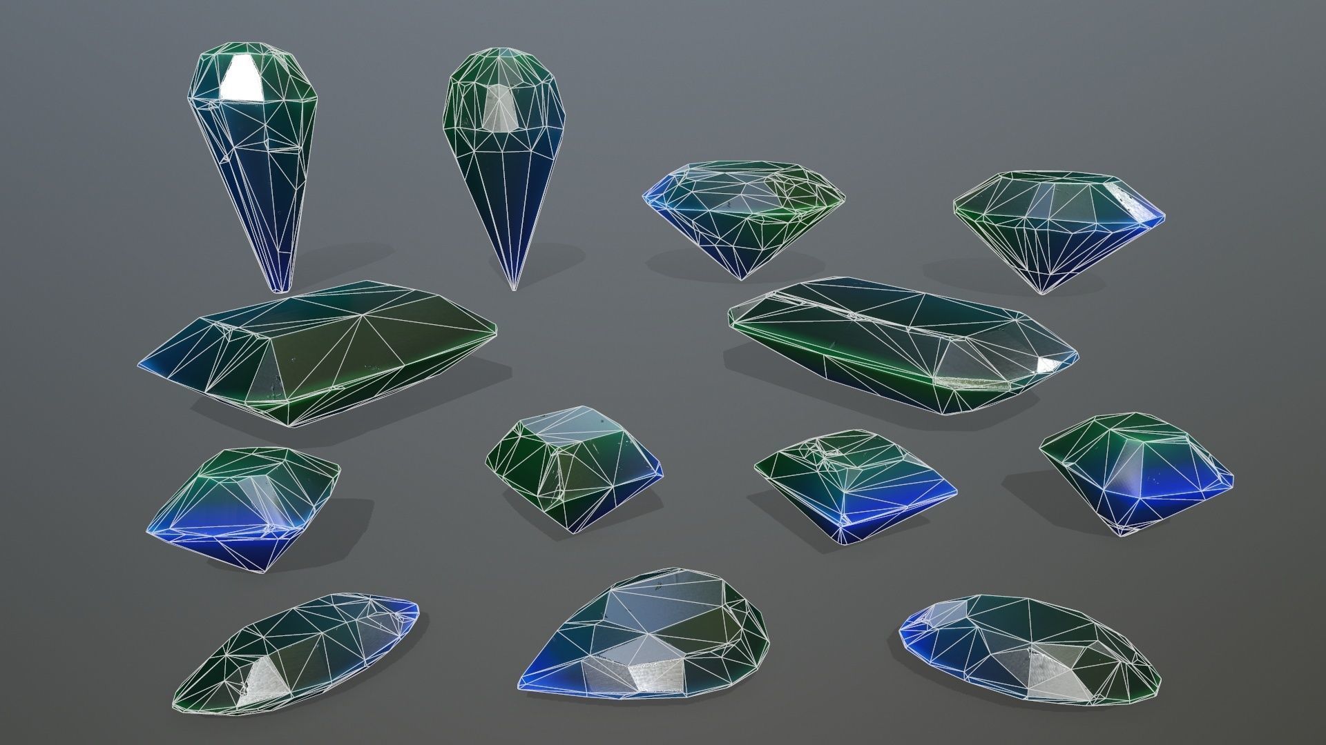 3D model Gem Set of gemstones VR / AR / low-poly | CGTrader