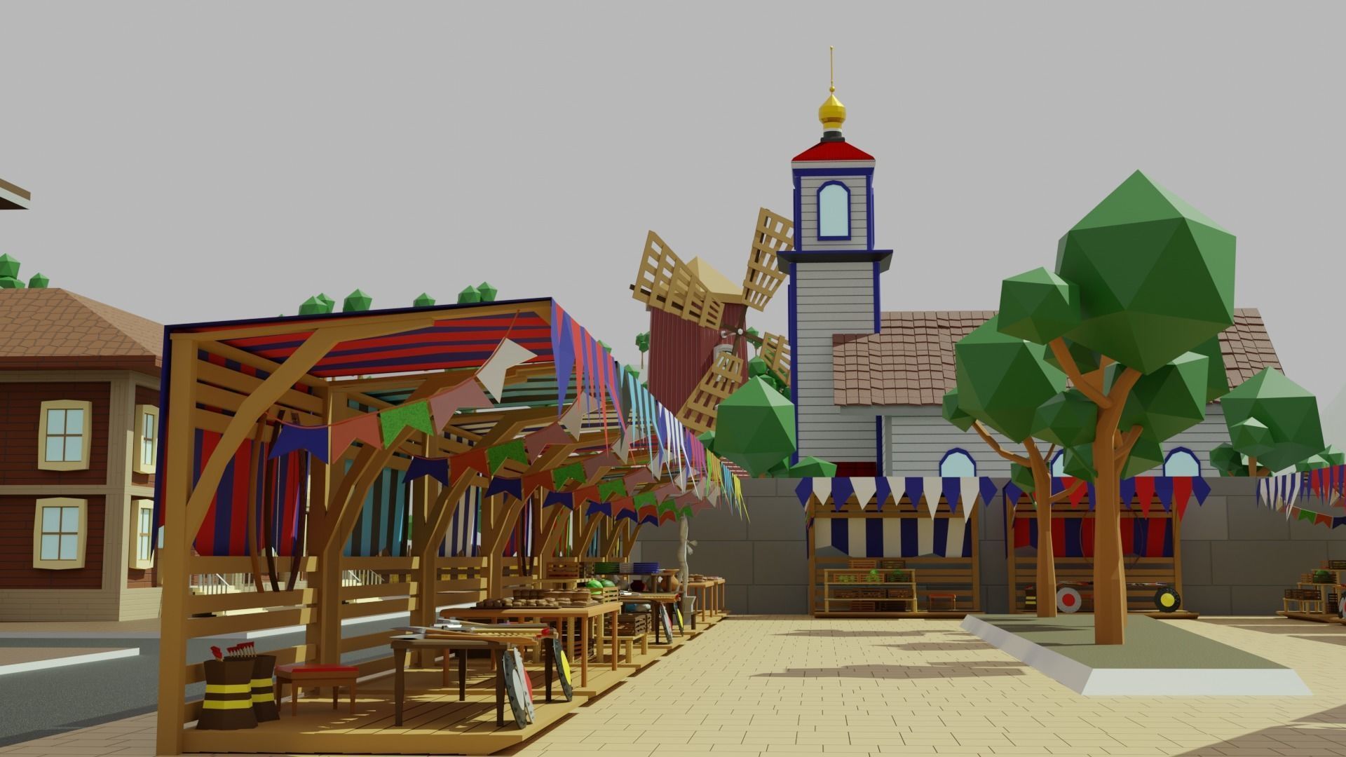 Low poly Village pbr game ready free VR / AR / low-poly 3D model | CGTrader