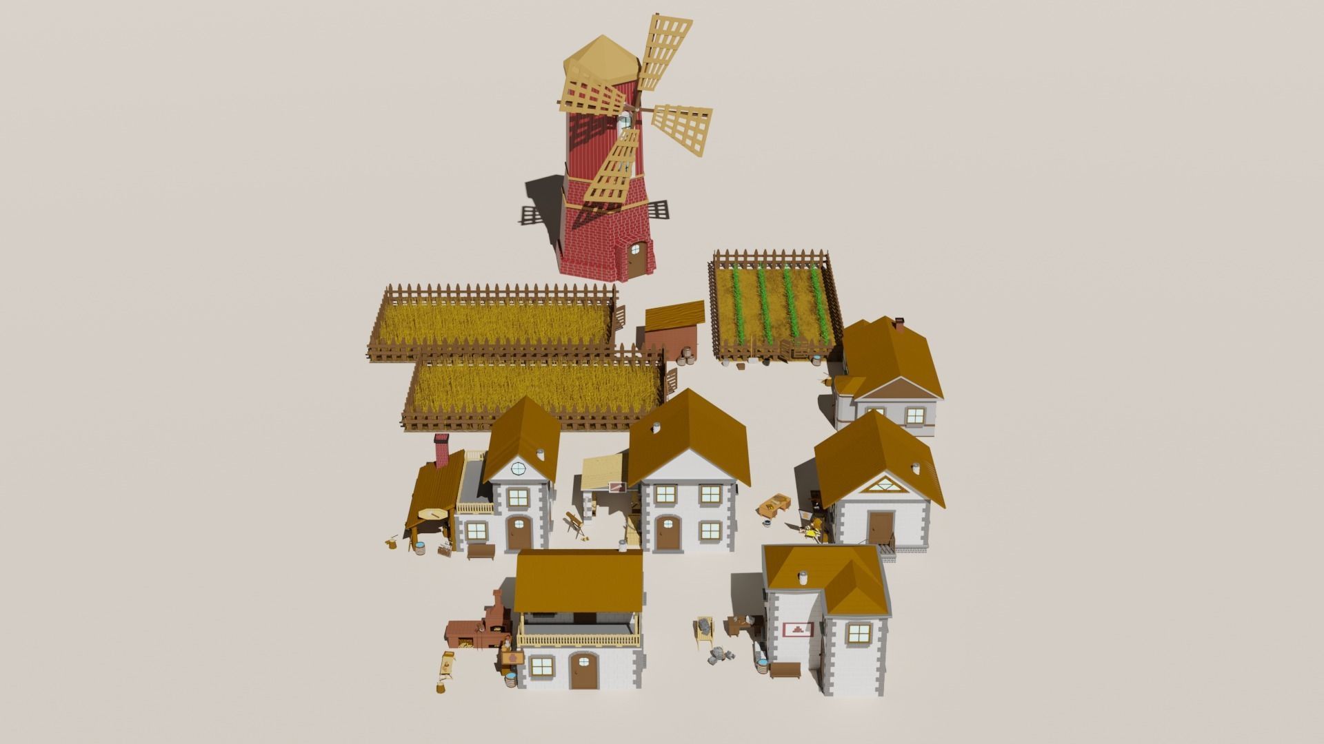 Low poly Village pbr game ready free VR / AR / low-poly 3D model | CGTrader