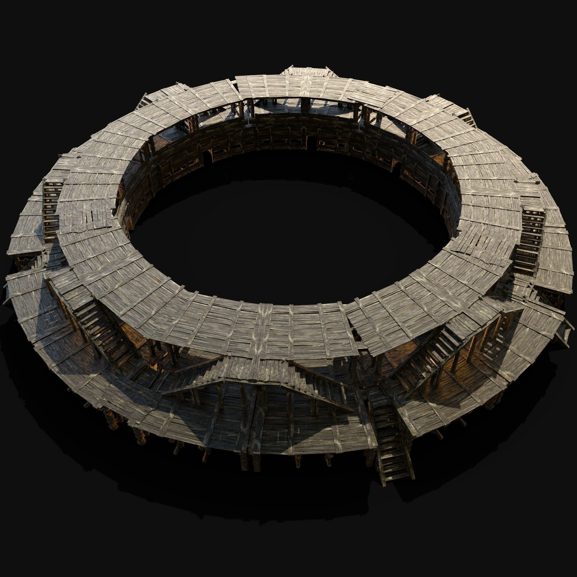 3D model ARENA FIGHT BATTLE WOODEN MEDIEVAL STANDS CONSTRUCTION AAA VR ...