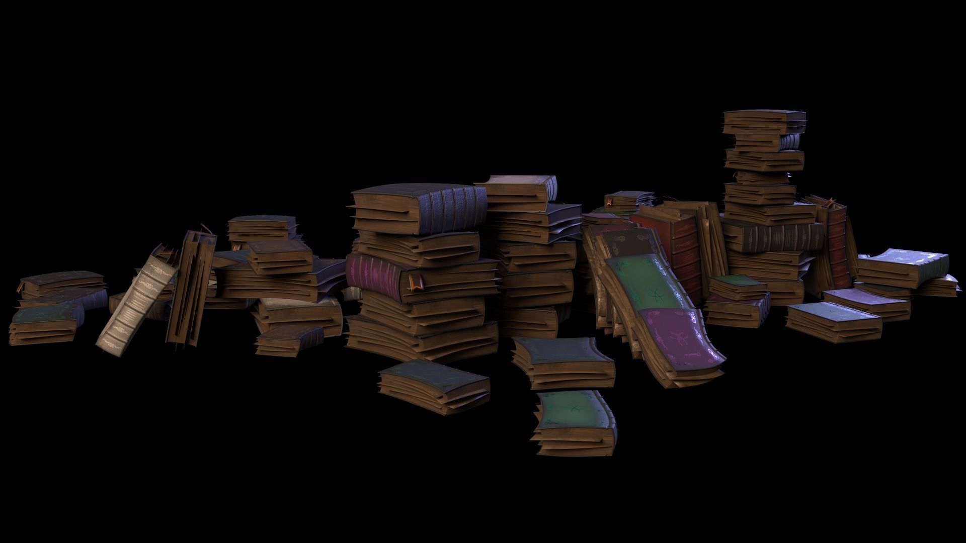 3D model Cartoon Book Set Spell Book Scene for Animation and Game VR ...