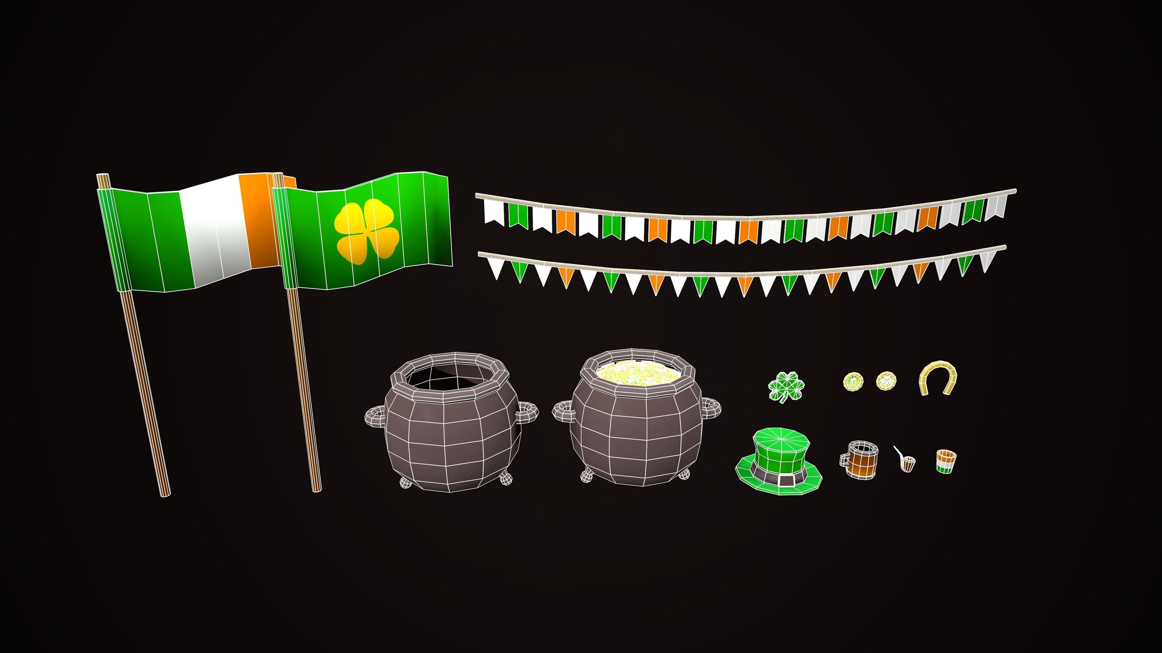 3D model SAINT PATRICKS DAY PACK - CARTOON STYLIZED VR / AR / low-poly ...