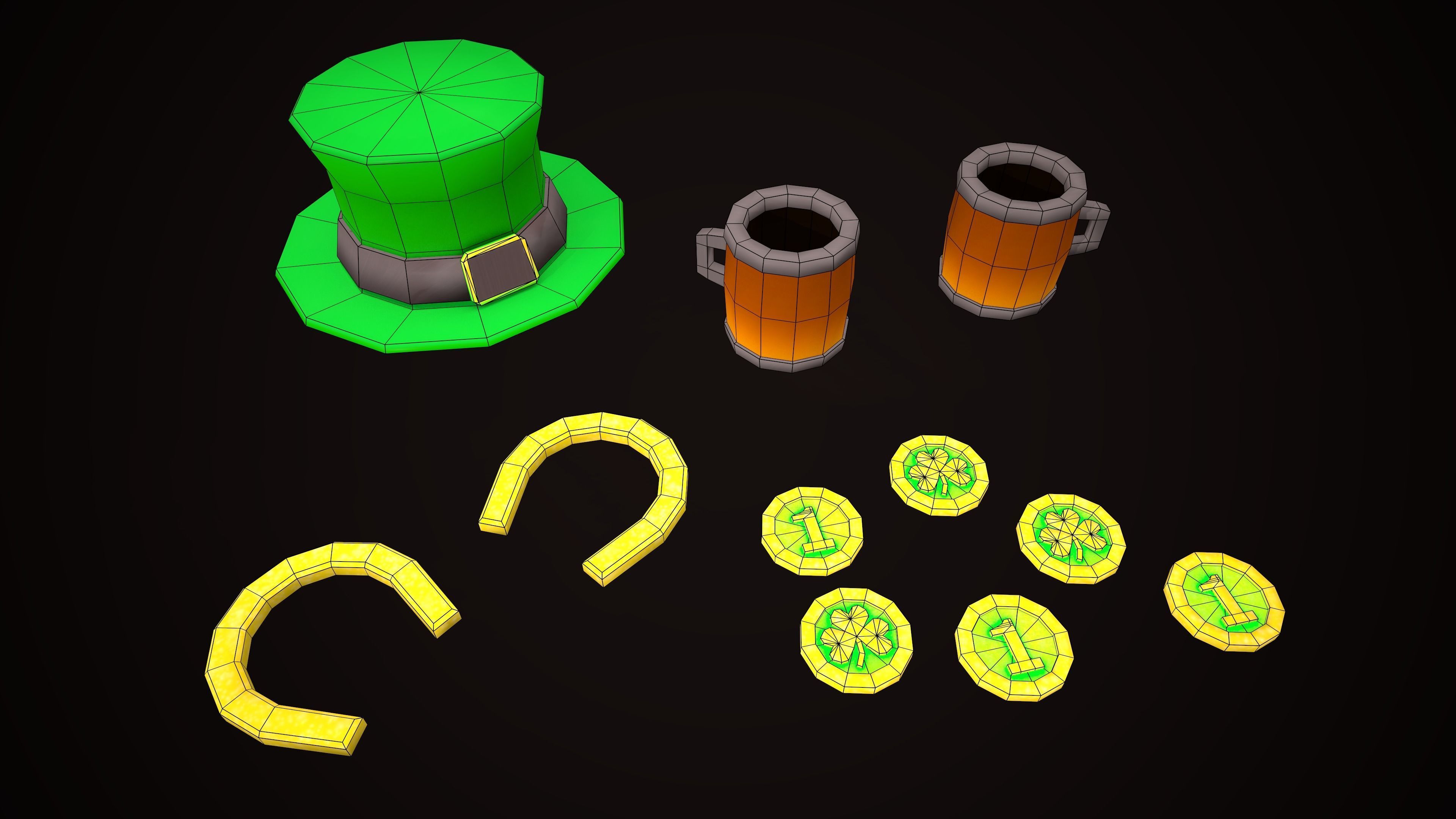 3D model SAINT PATRICKS DAY PACK - CARTOON STYLIZED VR / AR / low-poly ...