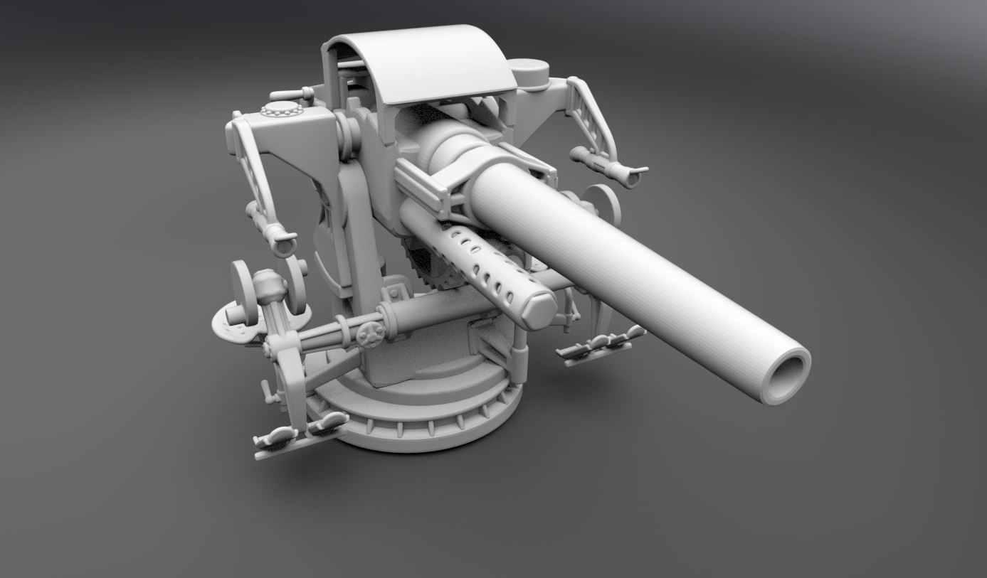 5 inch 25 caliber AA scale model 3D model 3D printable | CGTrader