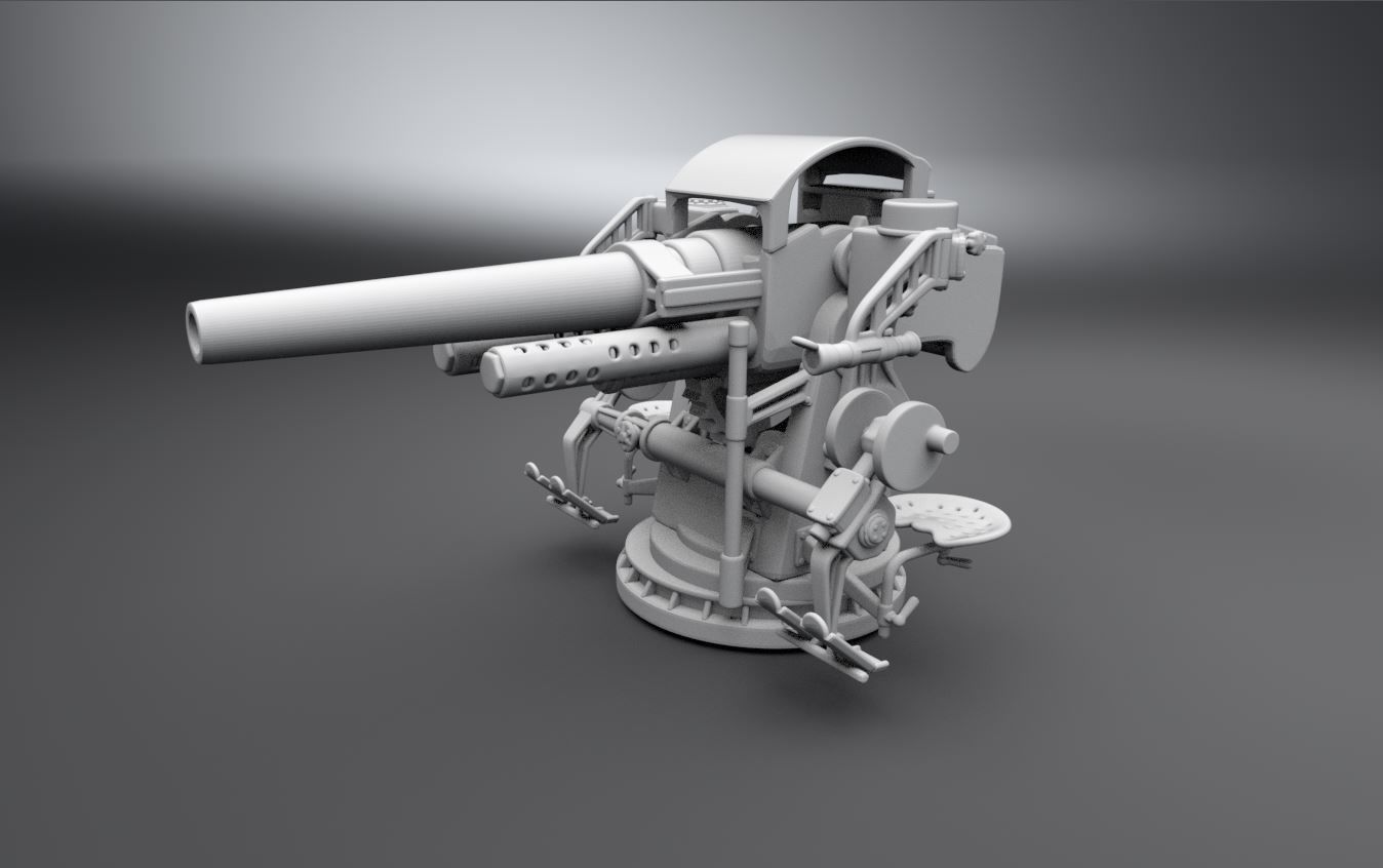 5 inch 25 caliber AA scale model 3D model 3D printable | CGTrader
