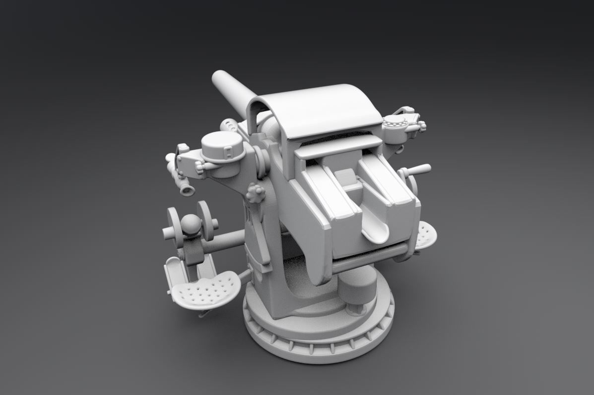 5 inch 25 caliber AA scale model 3D model 3D printable | CGTrader