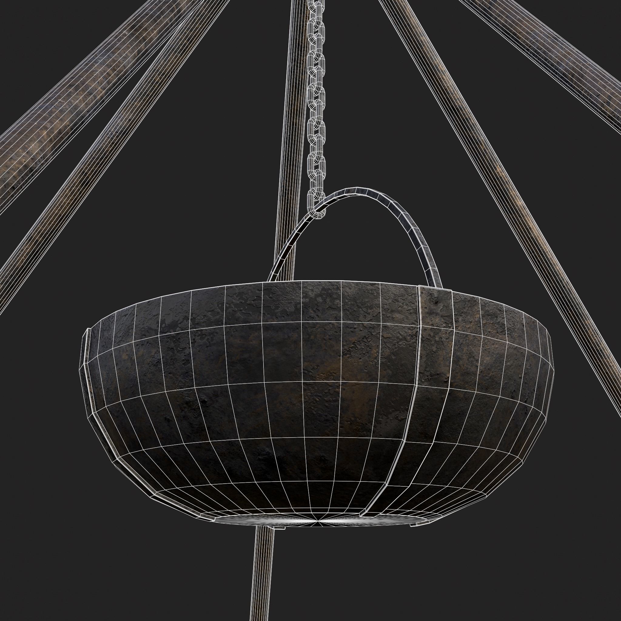 3D model Medieval Hanging Cauldron VR / AR / low-poly | CGTrader