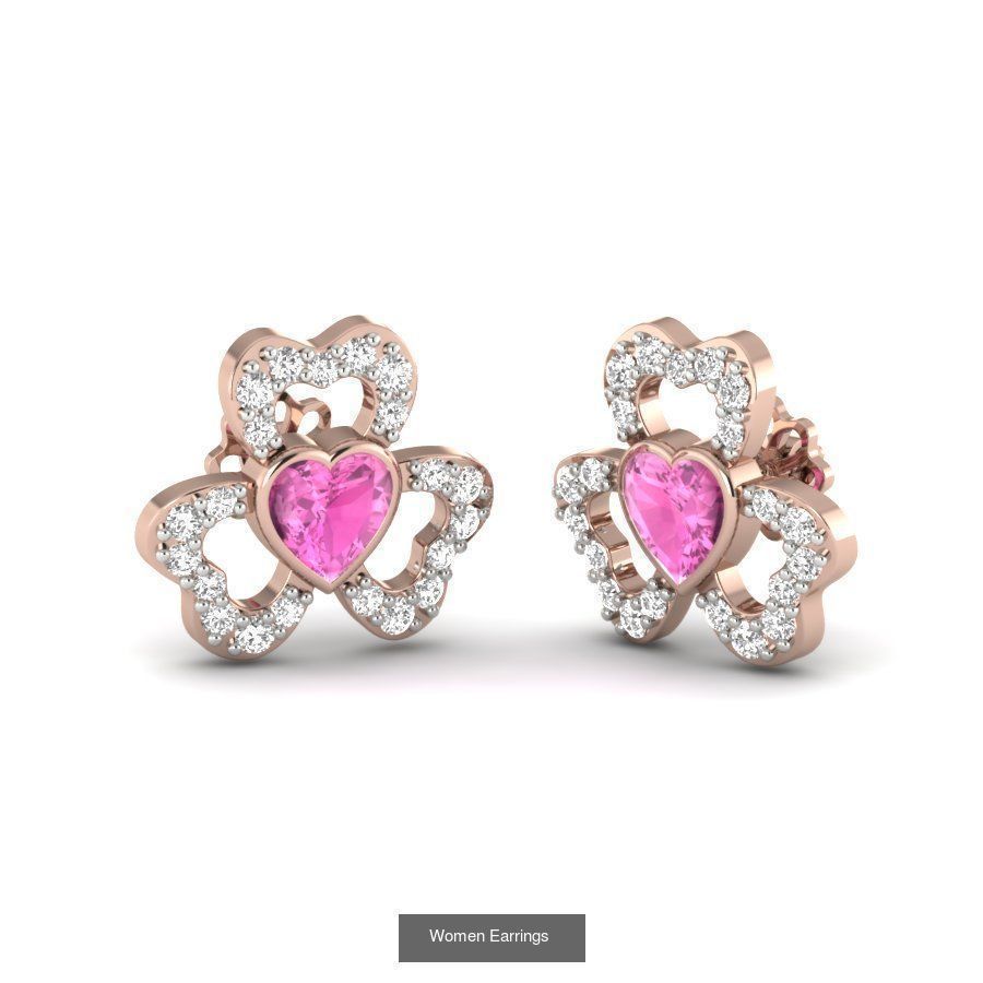 17 Women Heart Earring 3dm STL Render Detail Bulk Collection | CGTrader