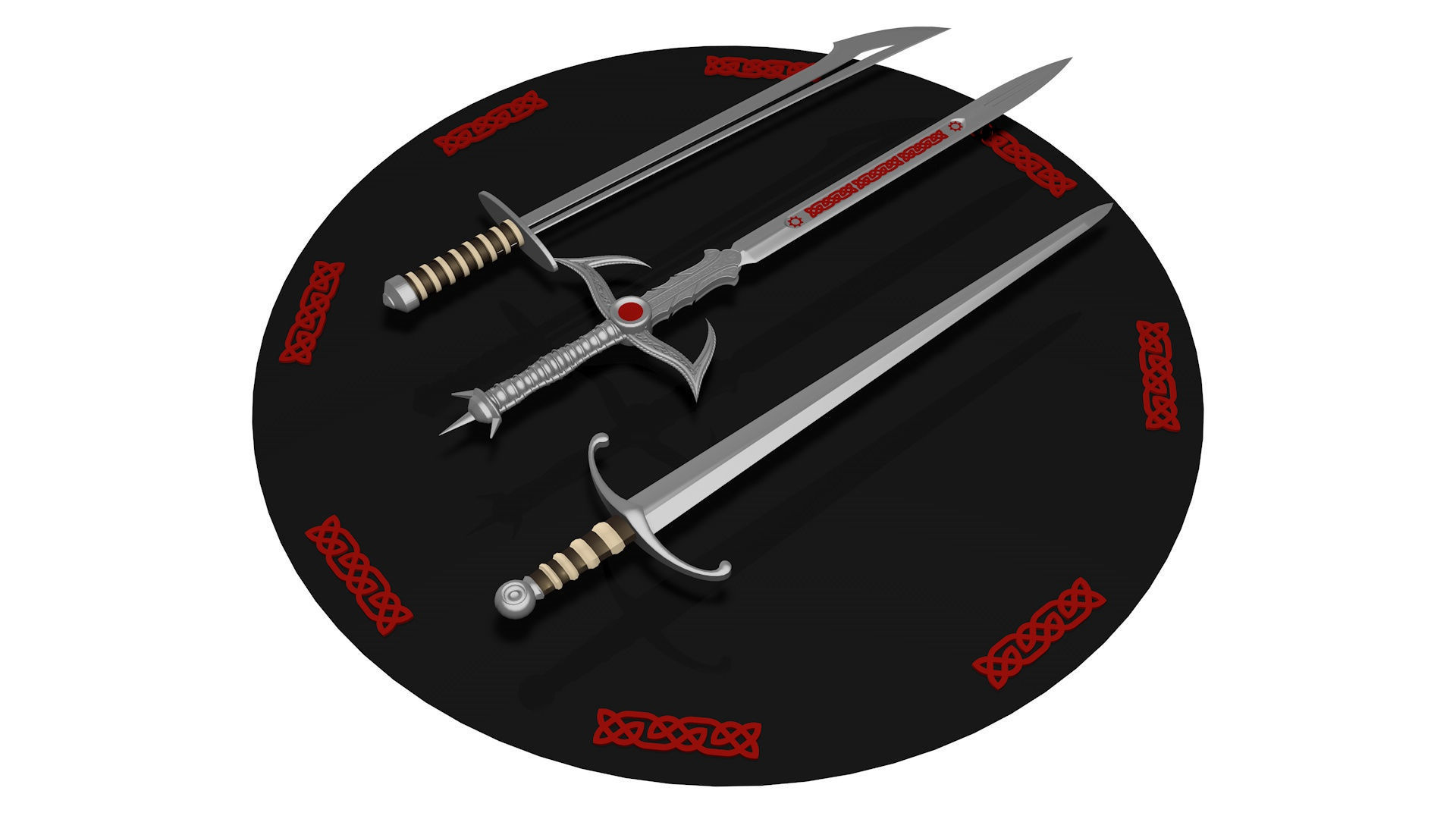 Medieval 3 Swords 3D model | CGTrader