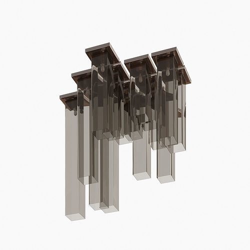 3D model Chandelier modern glass with metal rods VR / AR / low-poly ...