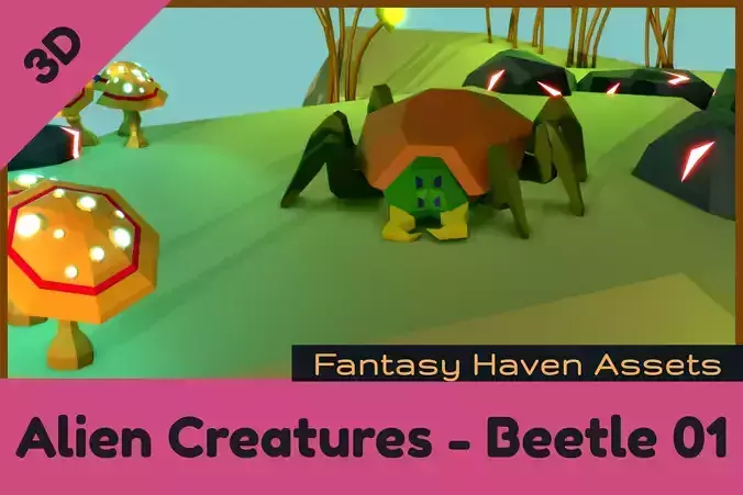 3D model LOW POLY - Alien Creatures - Beetle 01 VR / AR / low-poly ...