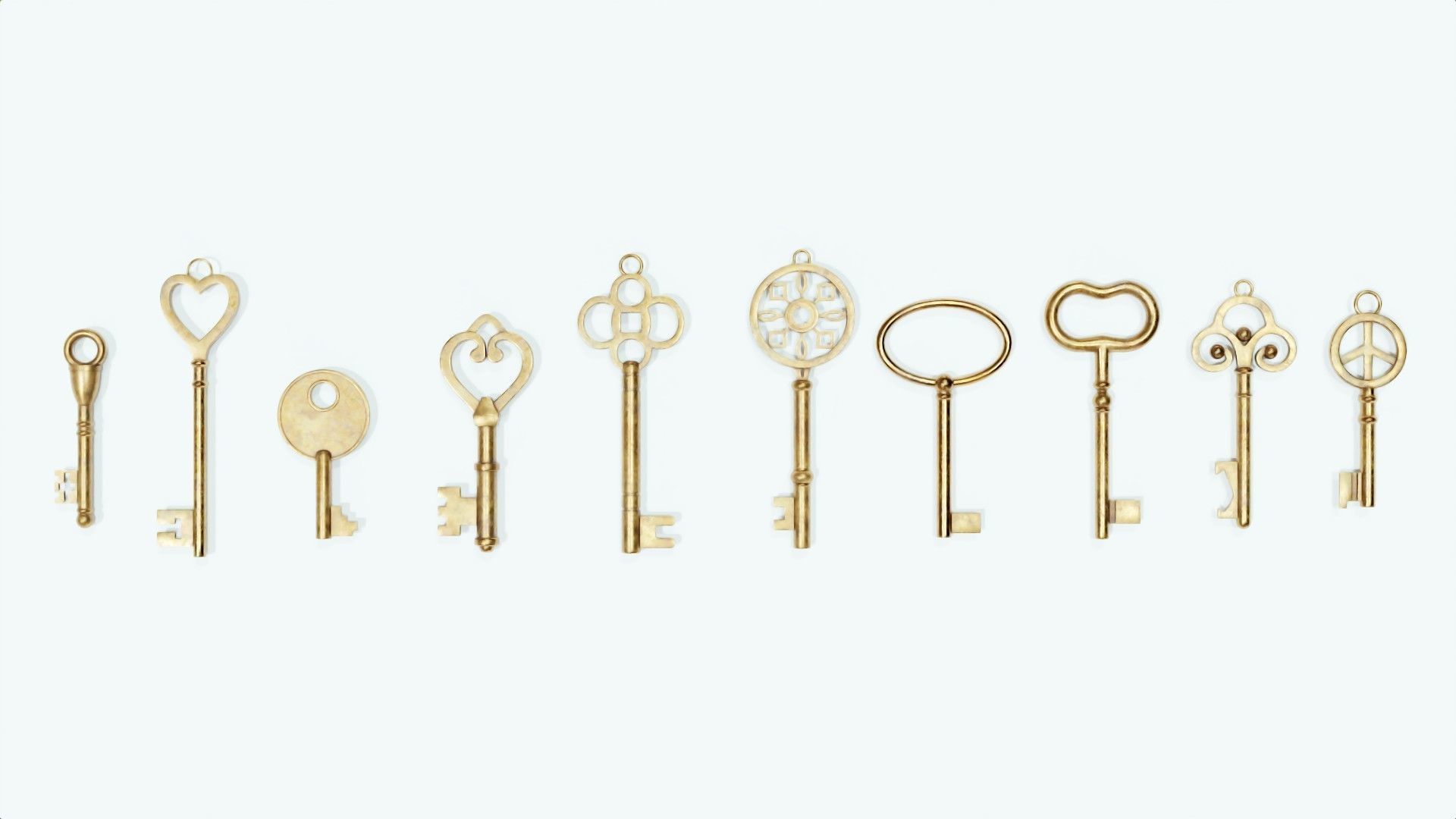 Collection of 10 warded keys 3D model | CGTrader