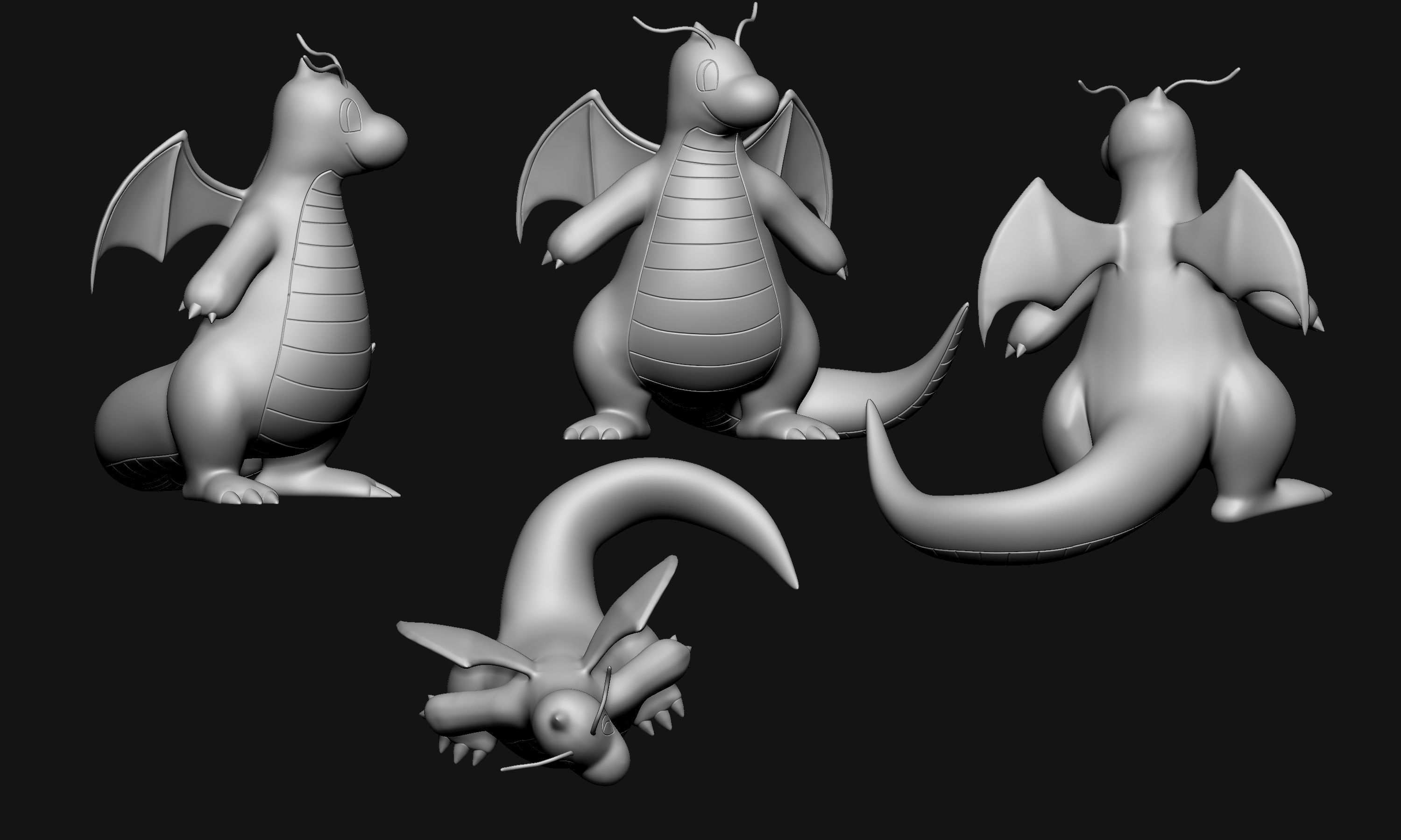 Pokemon - Dragonite with 2 poses 3D model 3D printable | CGTrader