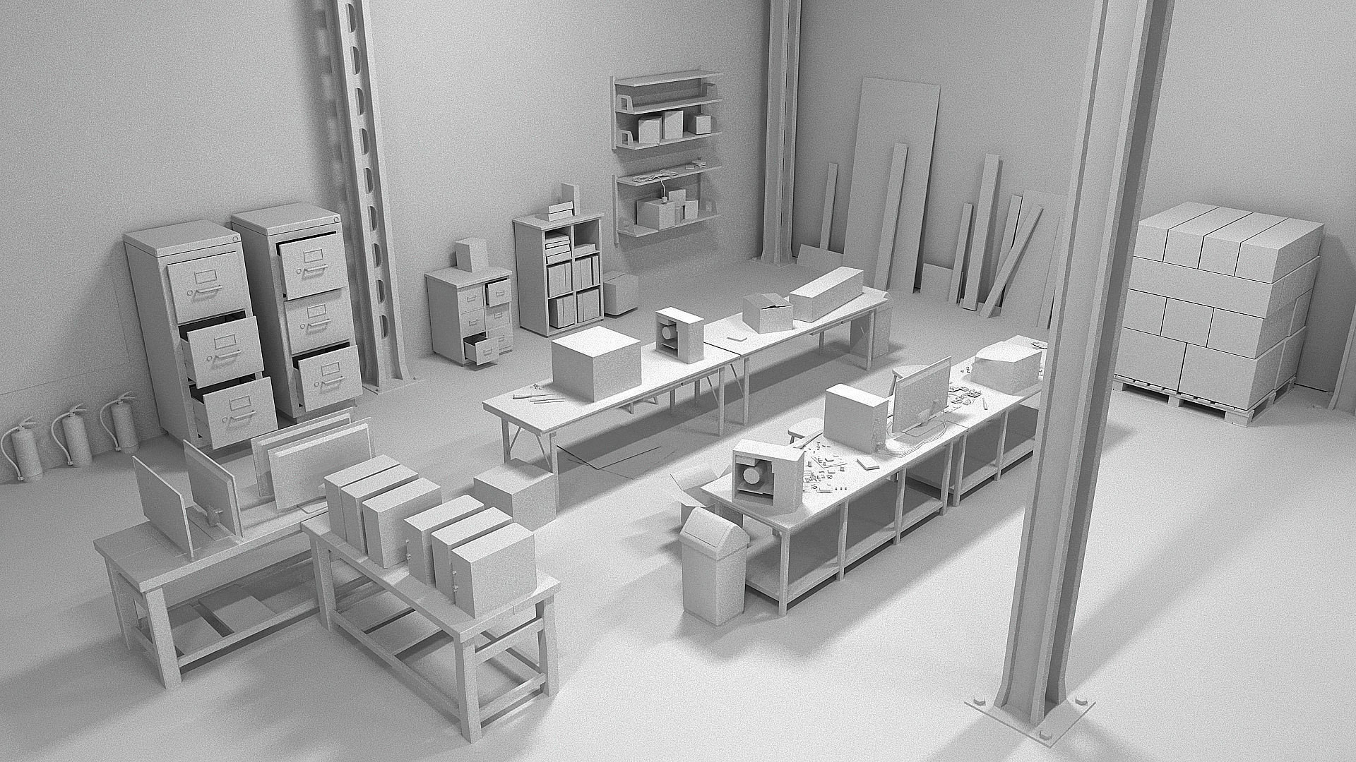 Stylised logistics and storage warehouse 3D model | CGTrader
