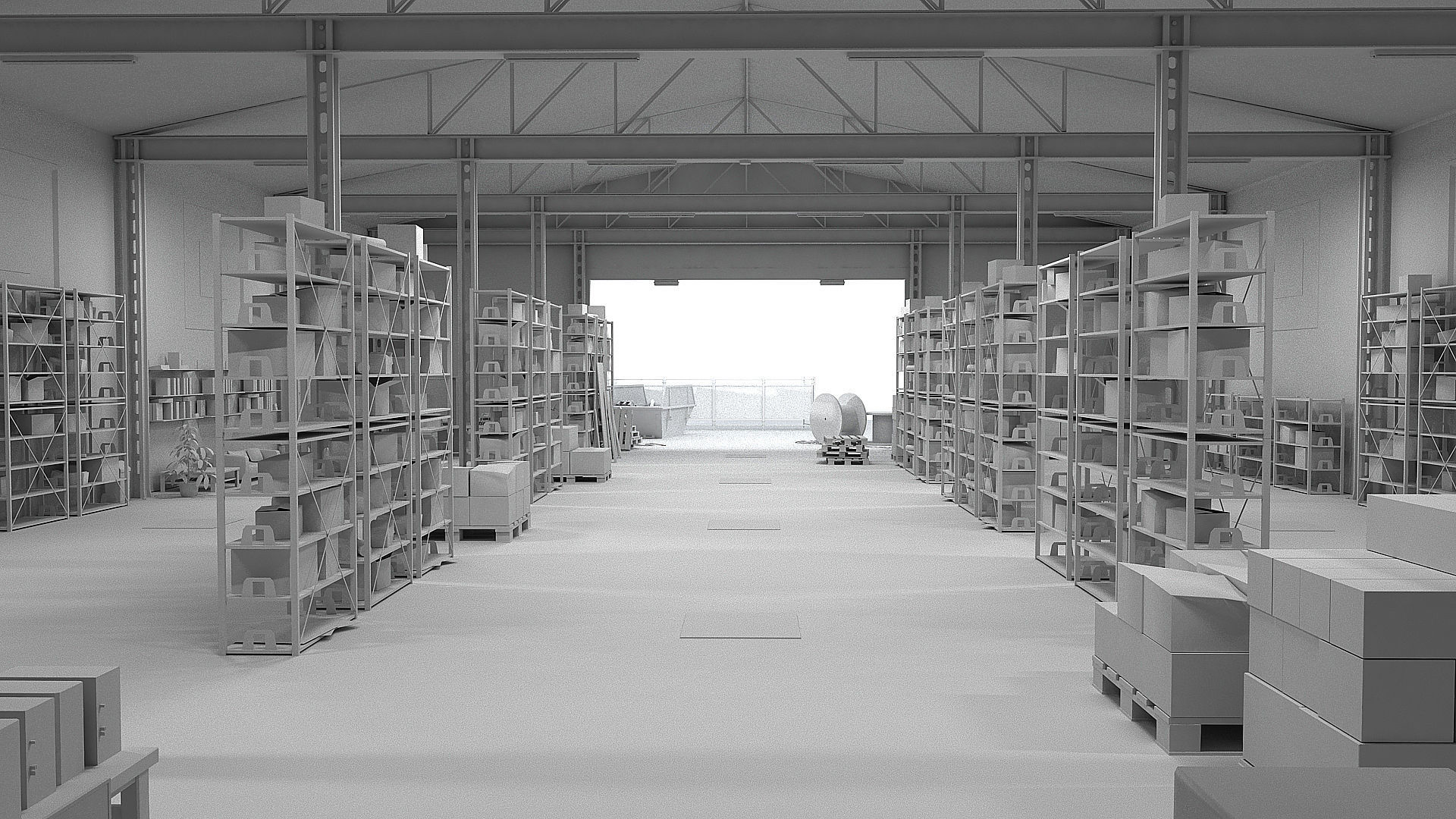 Stylised logistics and storage warehouse 3D model | CGTrader