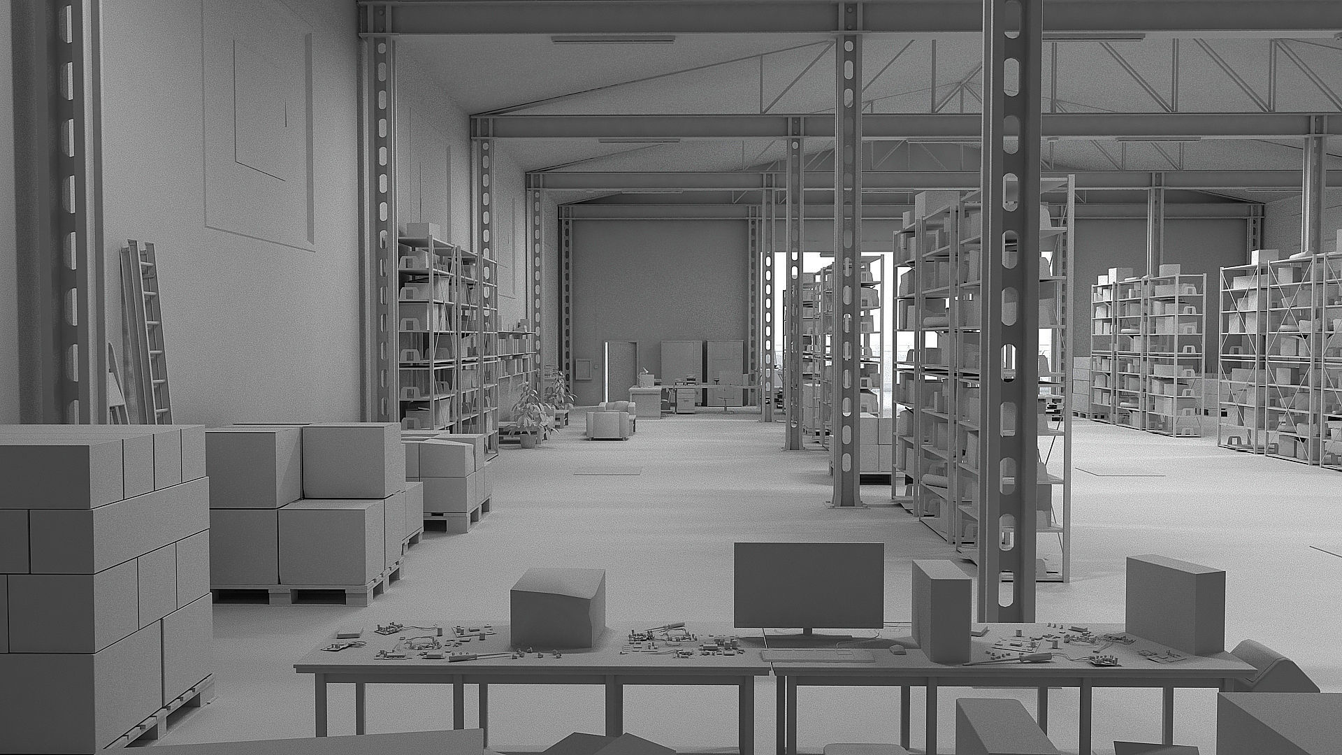 Stylised logistics and storage warehouse 3D model | CGTrader