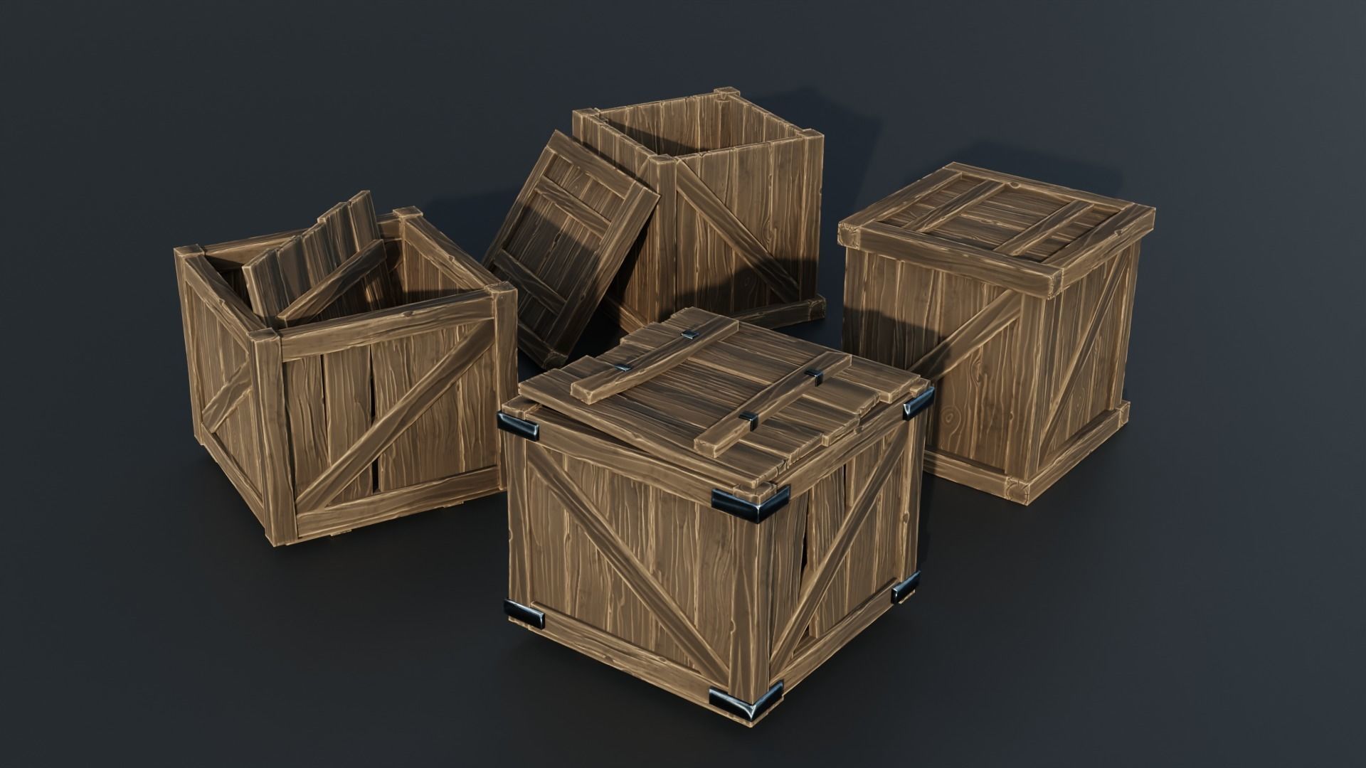 3D model Stylized Wooden Crates Bundle VR / AR / low-poly | CGTrader