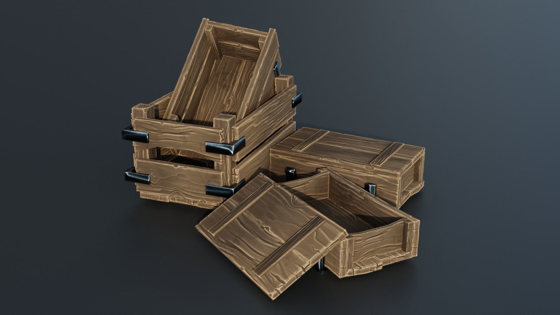 3D model Stylized Wooden Crates Bundle VR / AR / low-poly | CGTrader