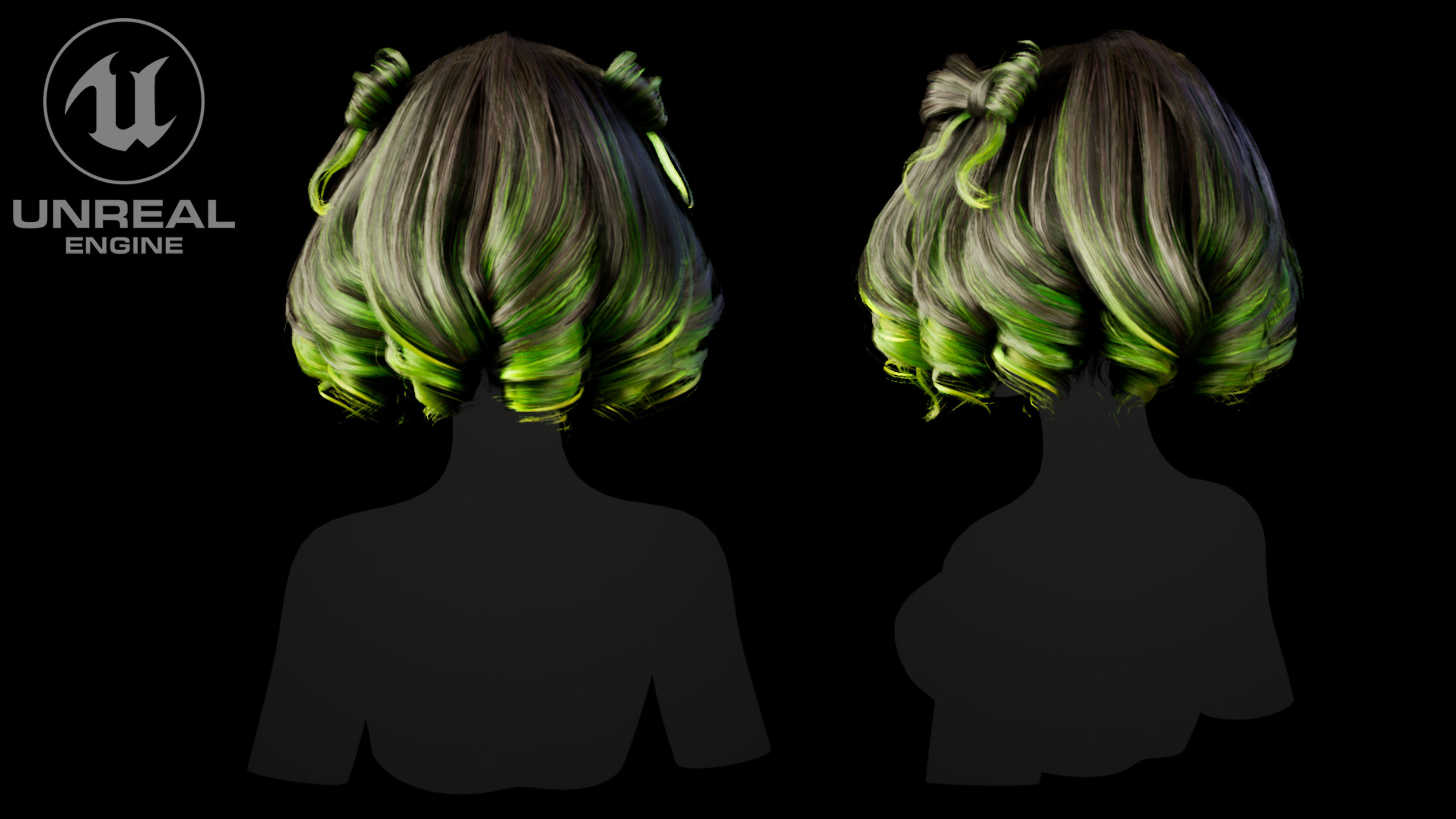 3D model Low poly cards Game-ready curl hairstyle VR / AR / low-poly ...