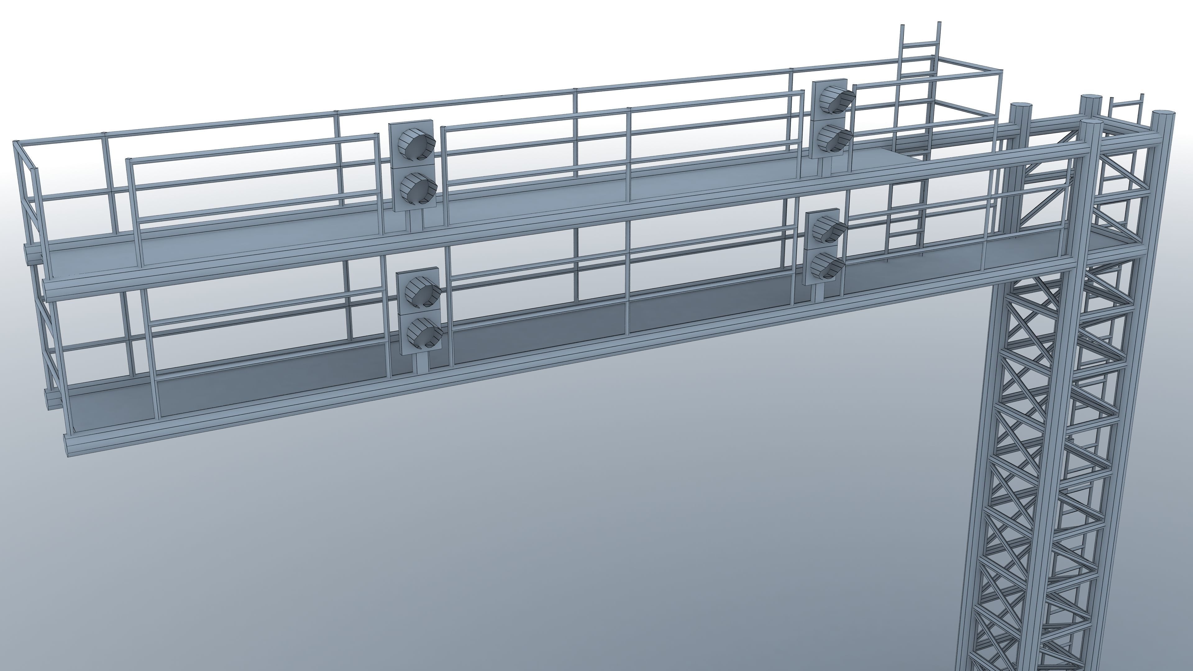 Train Signals Gantry 3D model | CGTrader
