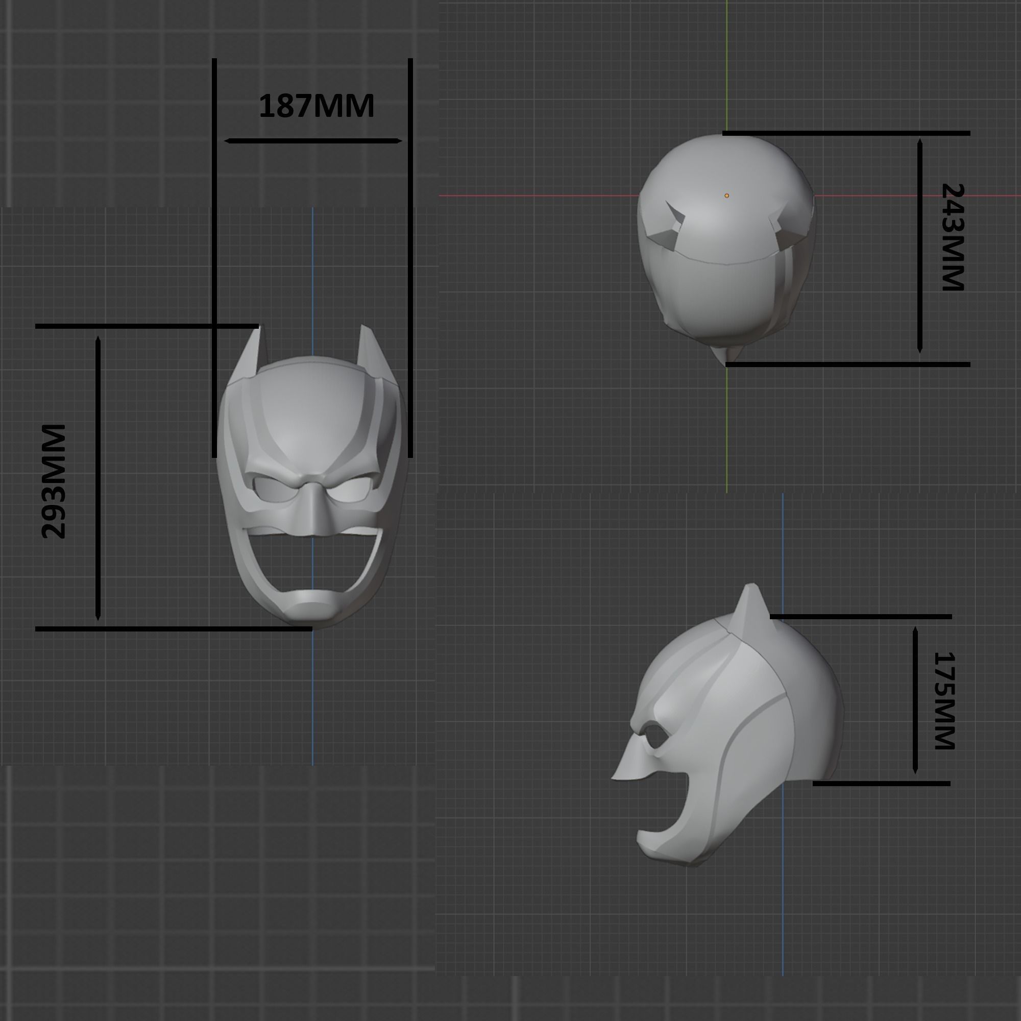 Bat Mask Cowl 3D model 3D printable | CGTrader