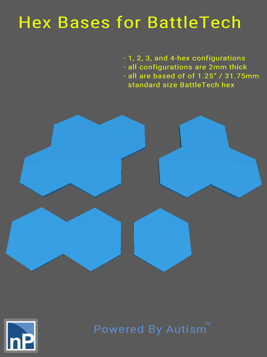 BattleTech Hex Bases free 3D model 3D printable | CGTrader