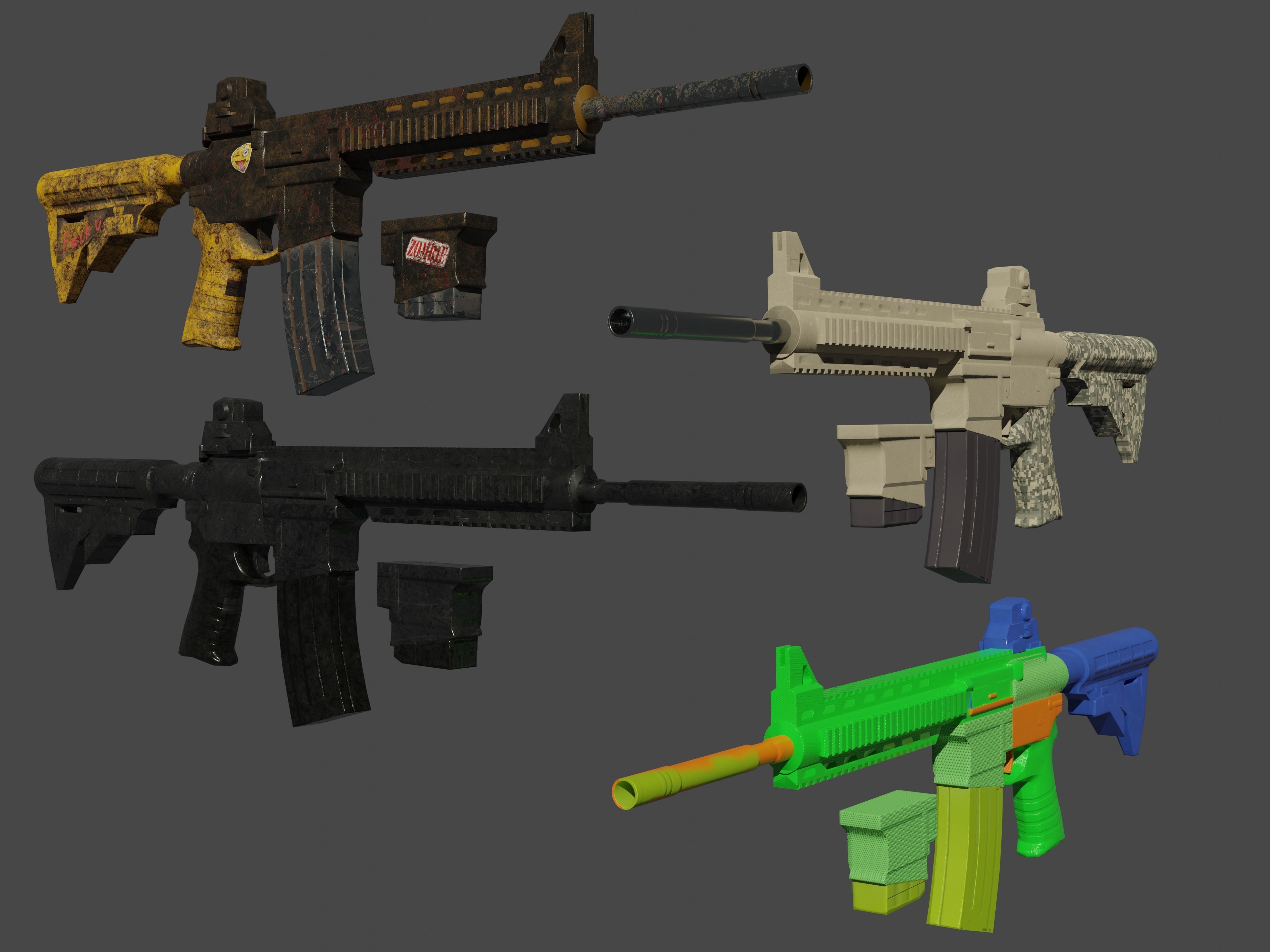3D model Low poly AR-15 military Gun VR / AR / low-poly | CGTrader