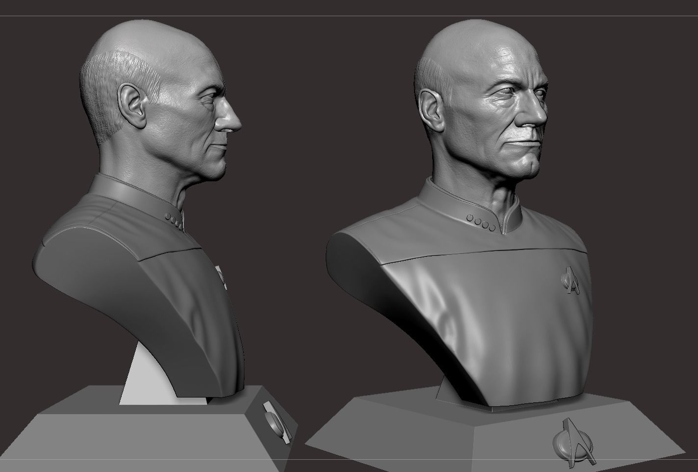 Picard Bust - Patrick Stewart 3D model 3D printable | CGTrader