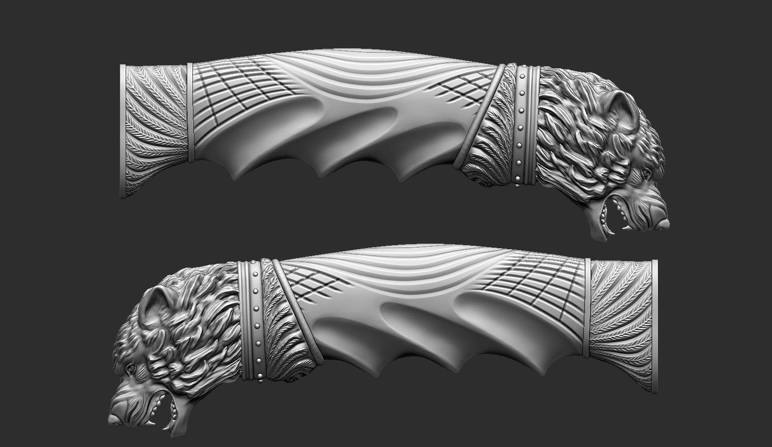 Wolf Head Knife Handle 3D model 3D printable | CGTrader