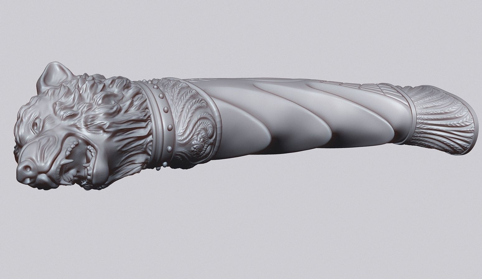 Wolf Head Knife Handle 3D model 3D printable | CGTrader