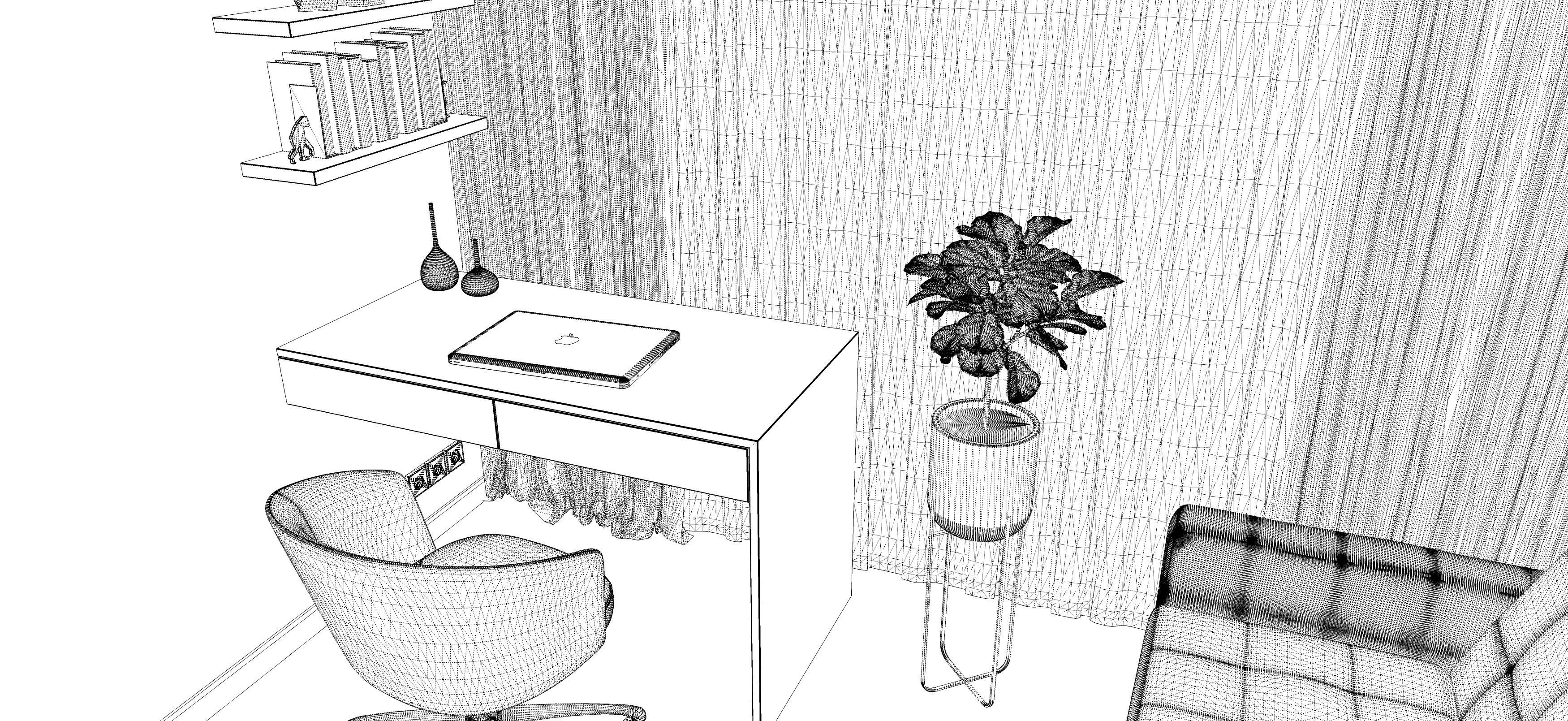 Simple comfortable work room 3D model | CGTrader