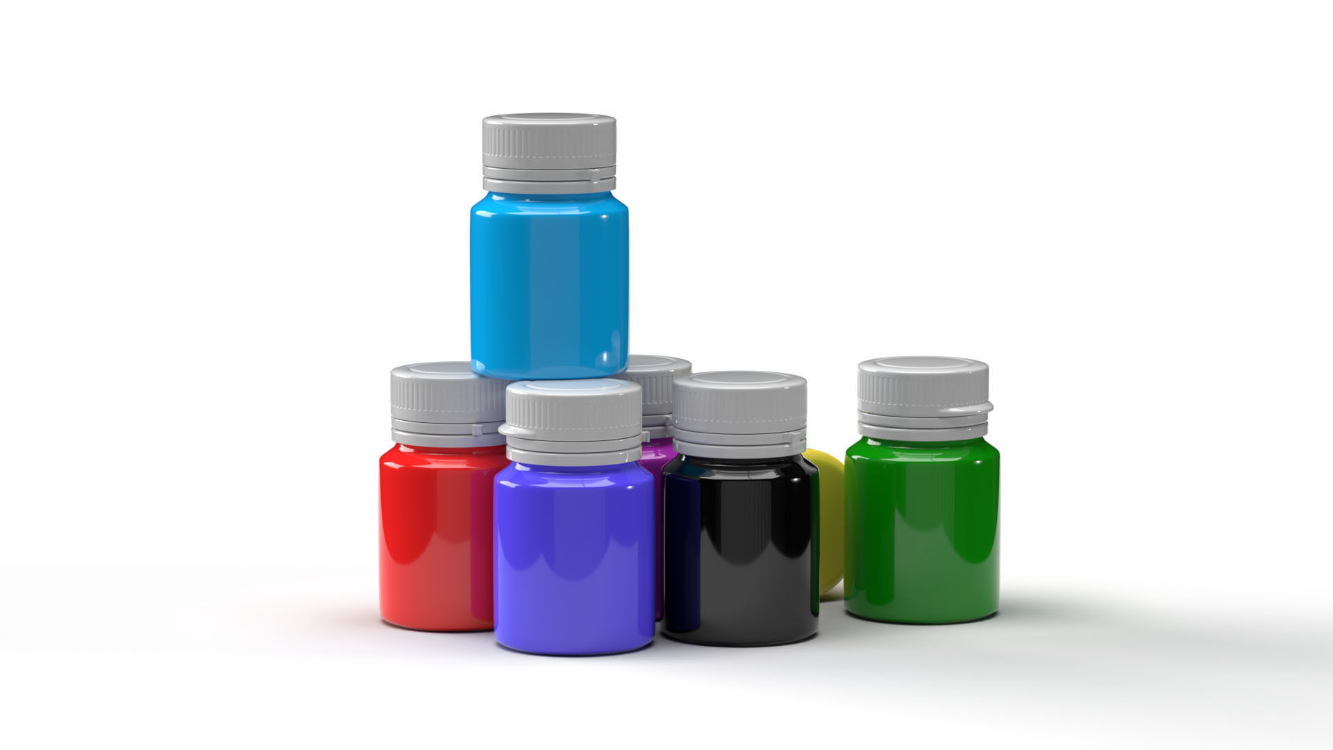 Gouache color paint jars 3D model | CGTrader