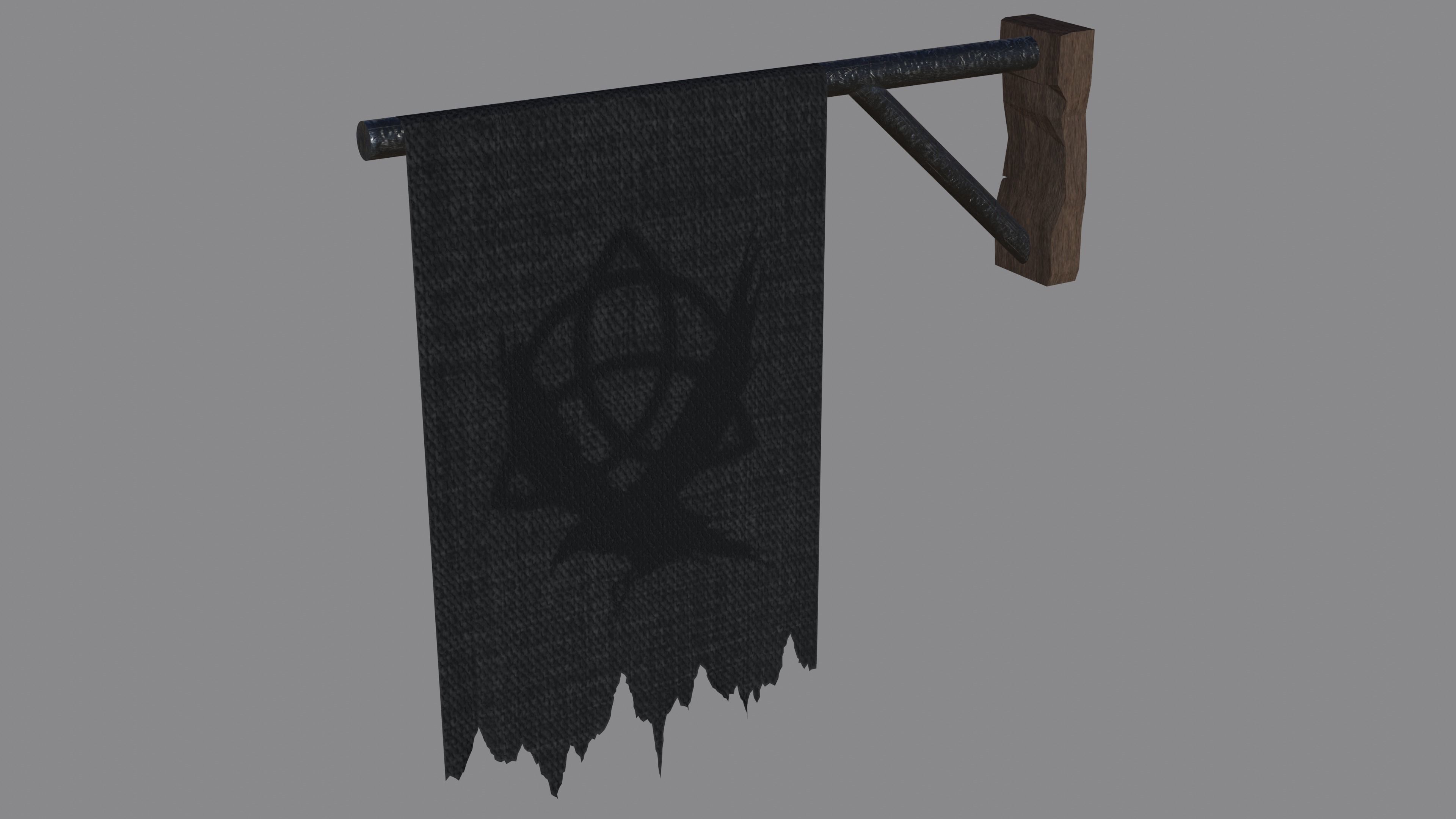 3D model Flag with crossbar - Medieval Gameready PBR VR / AR / low-poly ...