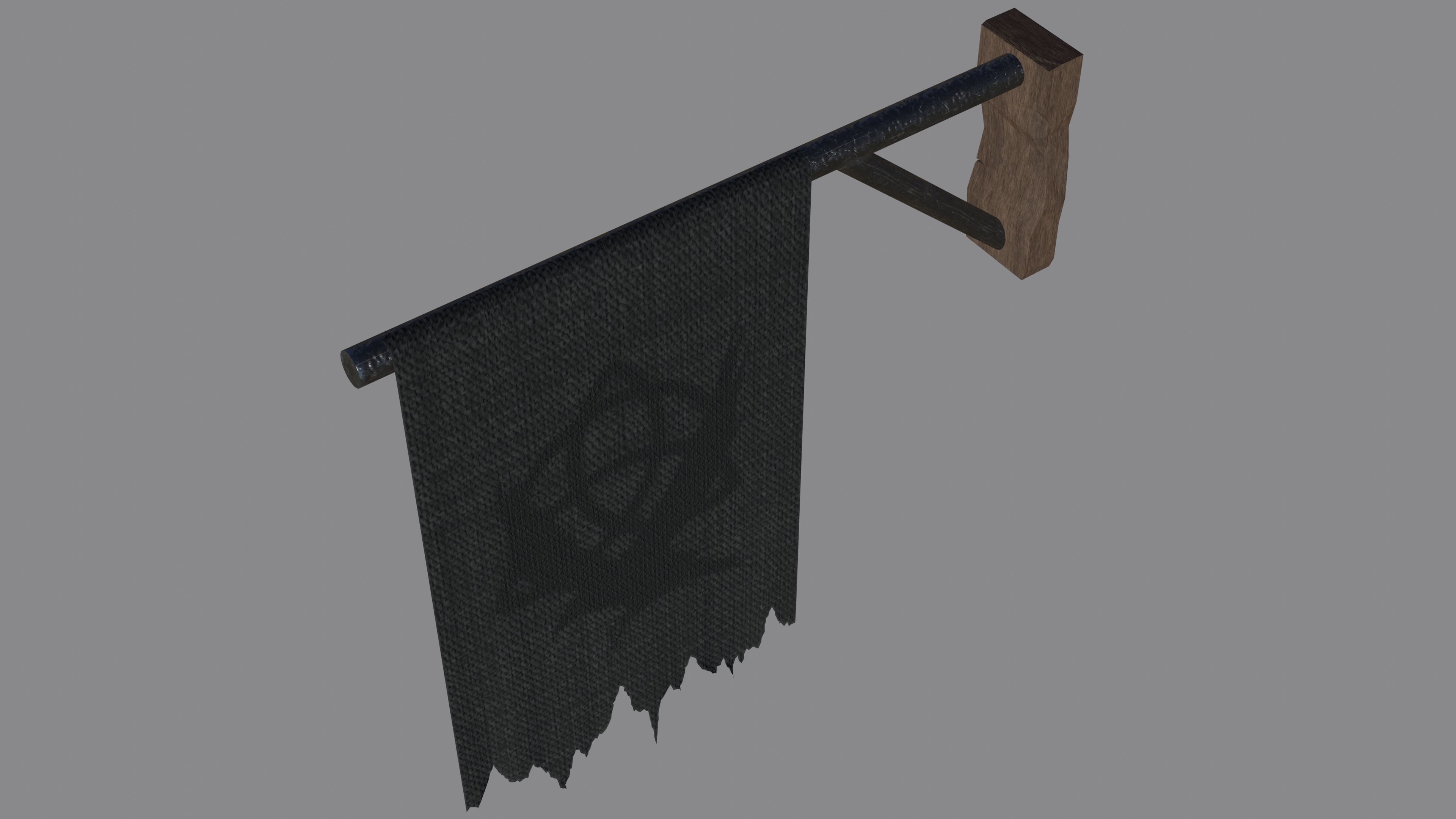 3D model Flag with crossbar - Medieval Gameready PBR VR / AR / low-poly ...