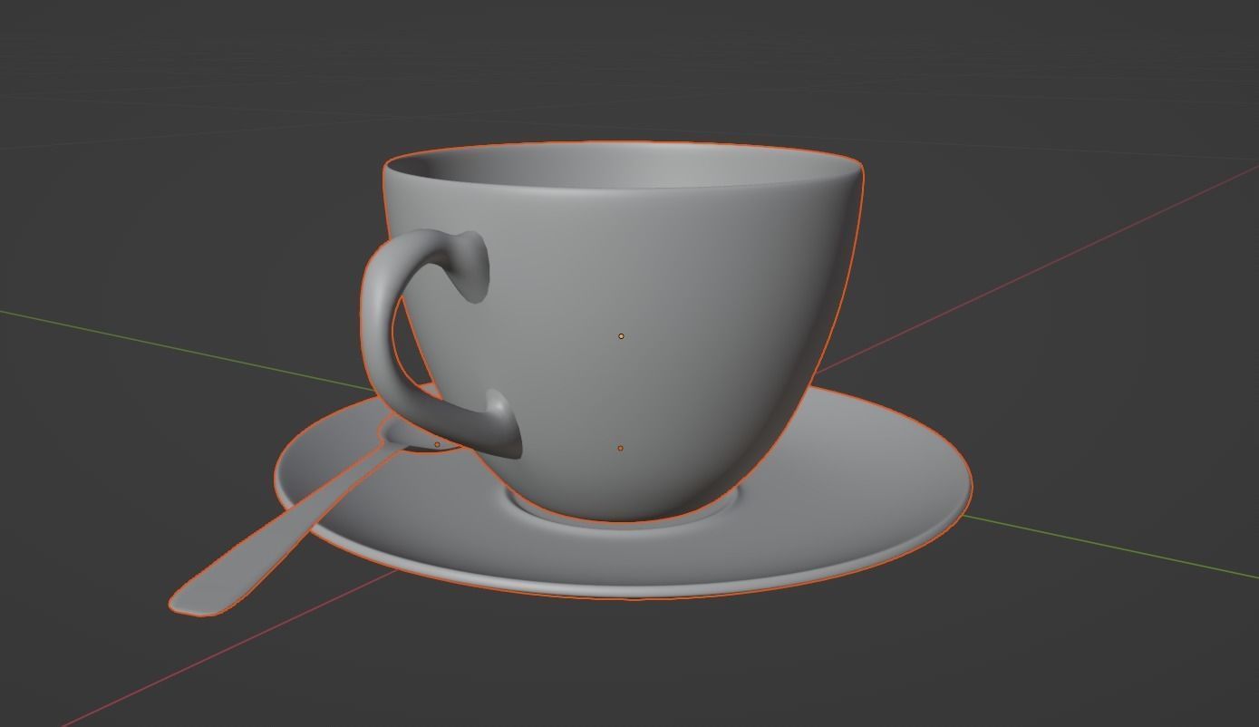 High- and Low-Poly Tea cup with copper Spoon 3D model | CGTrader