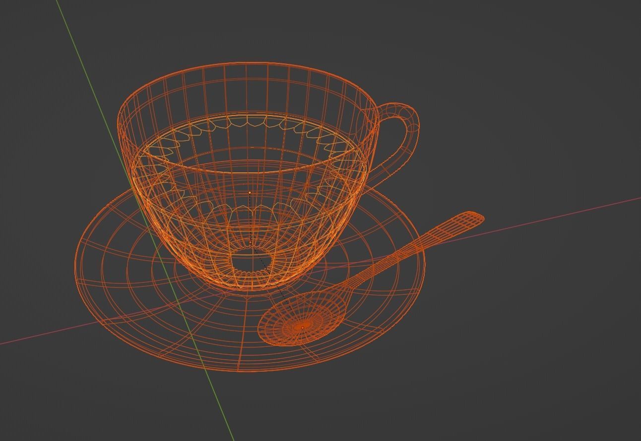 High- and Low-Poly Tea cup with copper Spoon 3D model | CGTrader