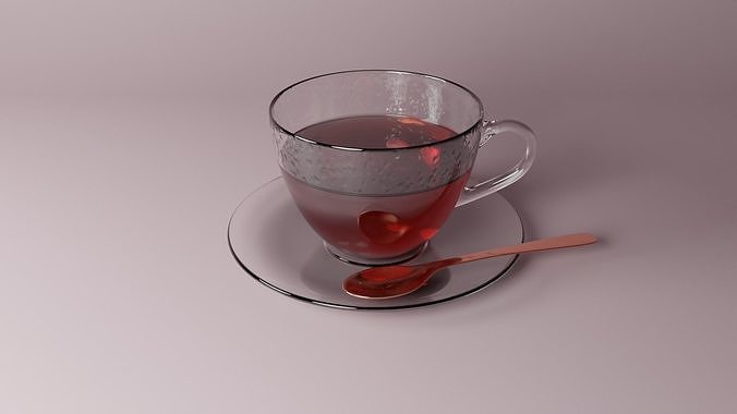 High- and Low-Poly Tea cup with copper Spoon 3D model | CGTrader