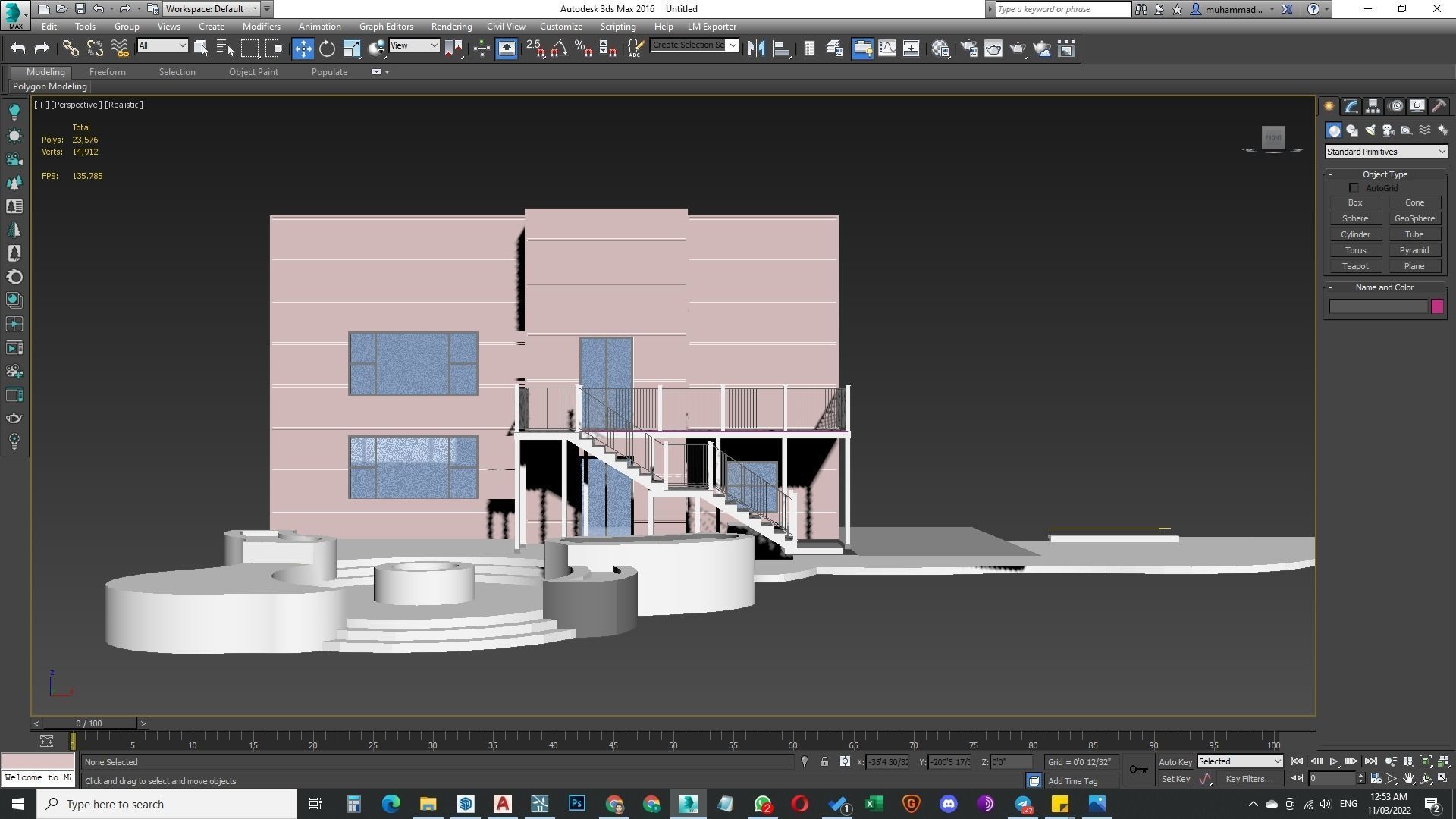 VERTICAL CLADDING HOUSE WITH LANDSCAPE OUTDOOR FIREPLACE 3D model ...