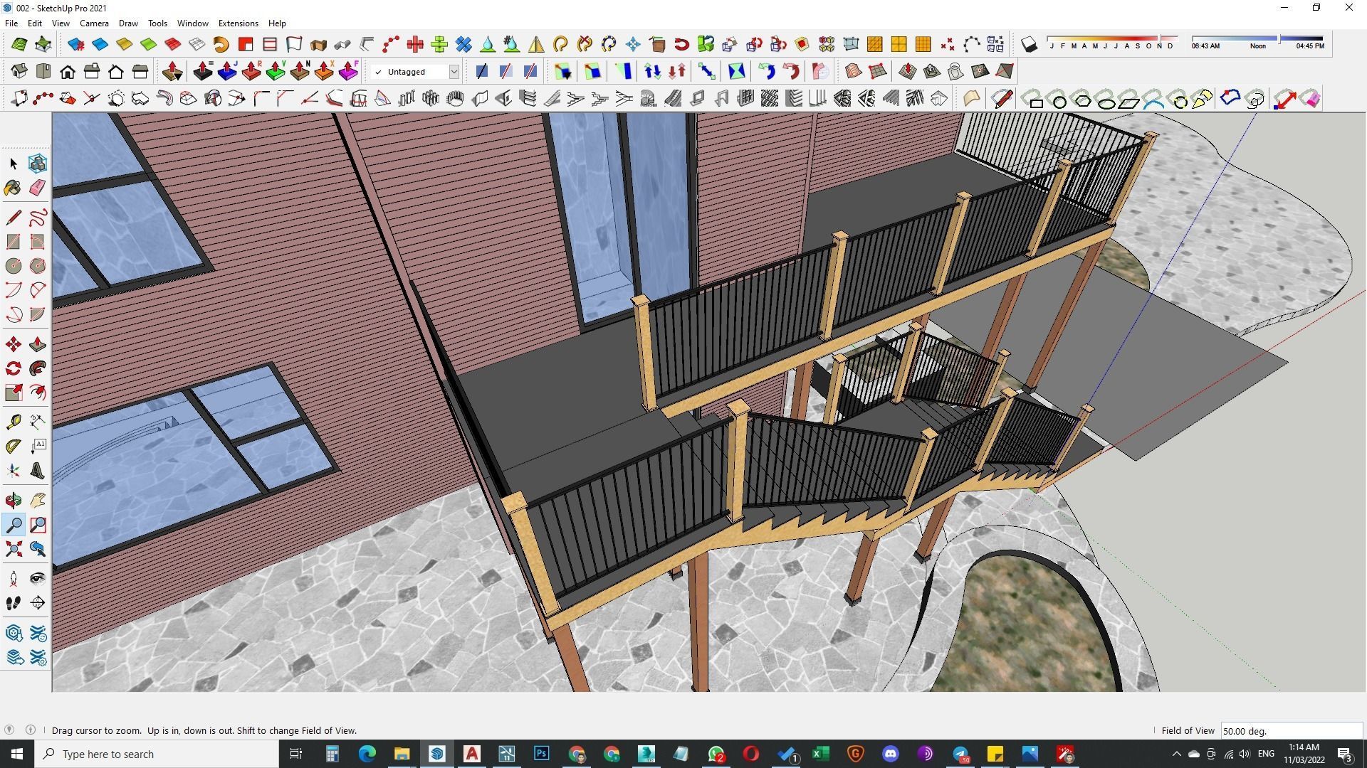 VERTICAL CLADDING HOUSE WITH LANDSCAPE OUTDOOR FIREPLACE 3D model ...