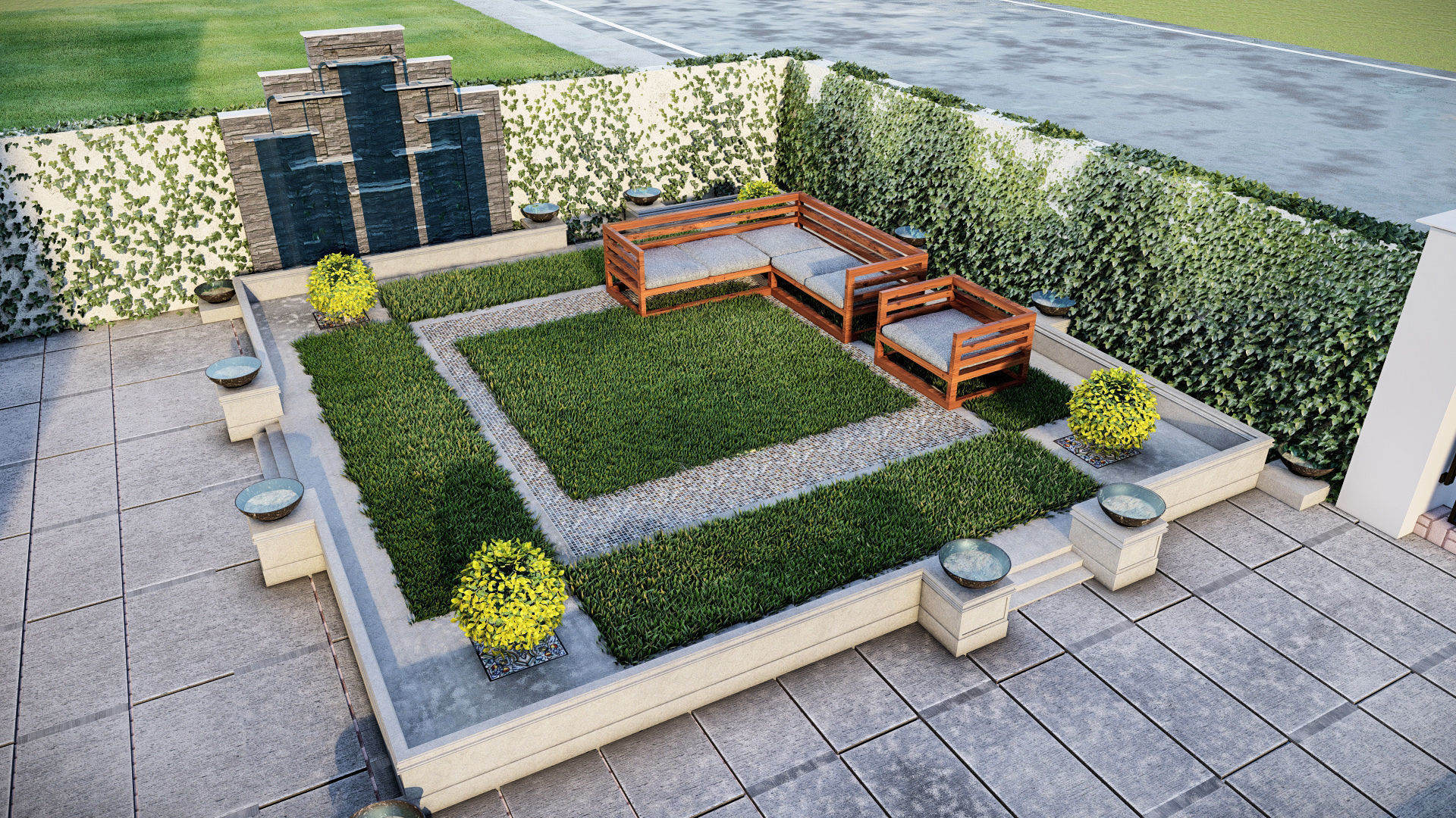 Front yard design of Residential house 3d model 3D model | CGTrader