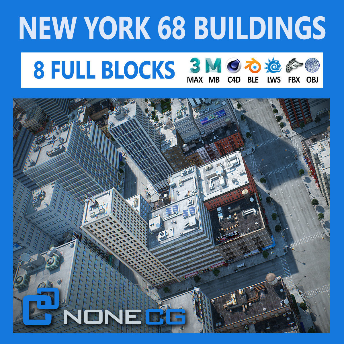 3D model NYC - 8 Blocks - 68 Buildings V2 VR / AR / low-poly | CGTrader