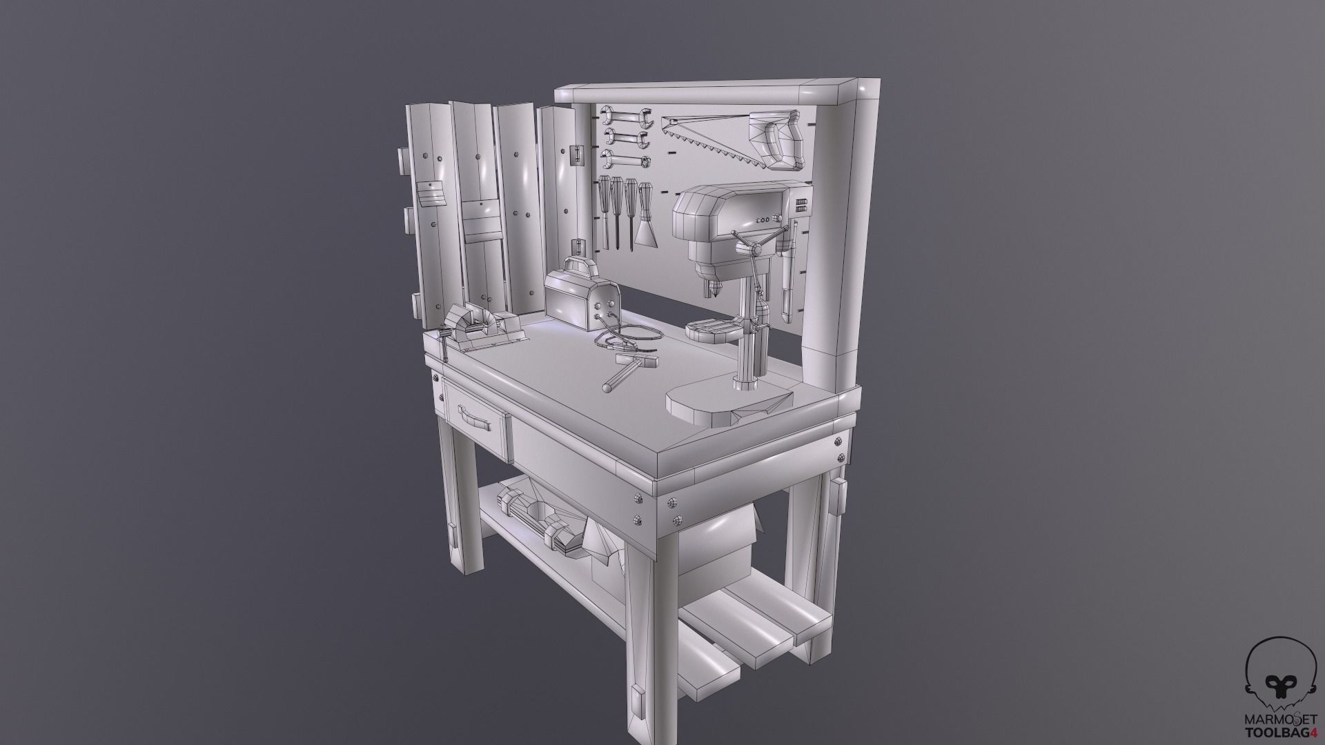 3D model Workbench with tools VR / AR / low-poly | CGTrader