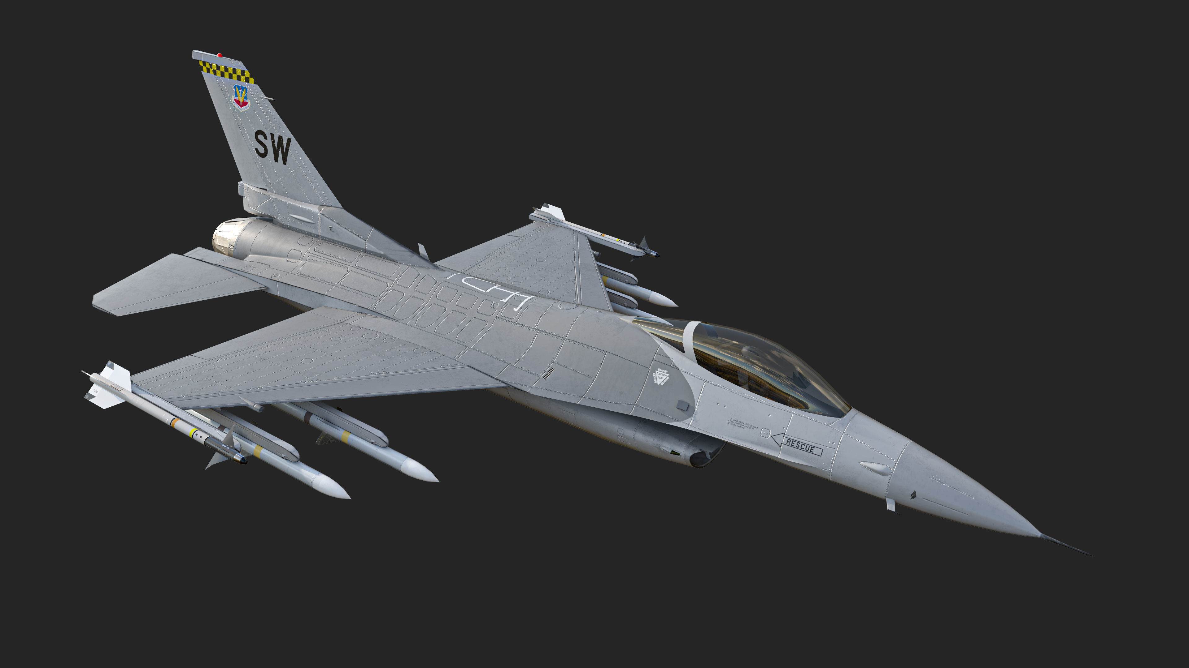 3D model General Dynamics F-16 Fighting Falcon VR / AR / low-poly ...