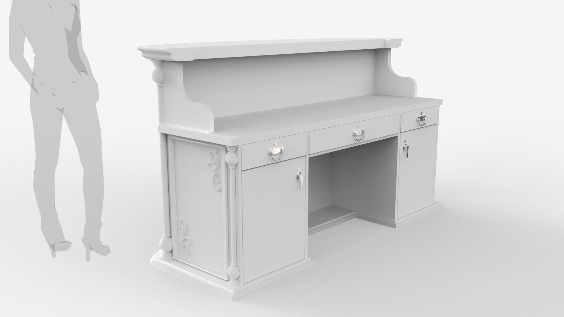 Luxury Reception Counter Desk 3 3D model | CGTrader