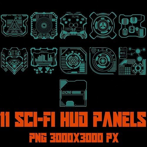 11 Sci-Fi Hud Panels Texture | CGTrader