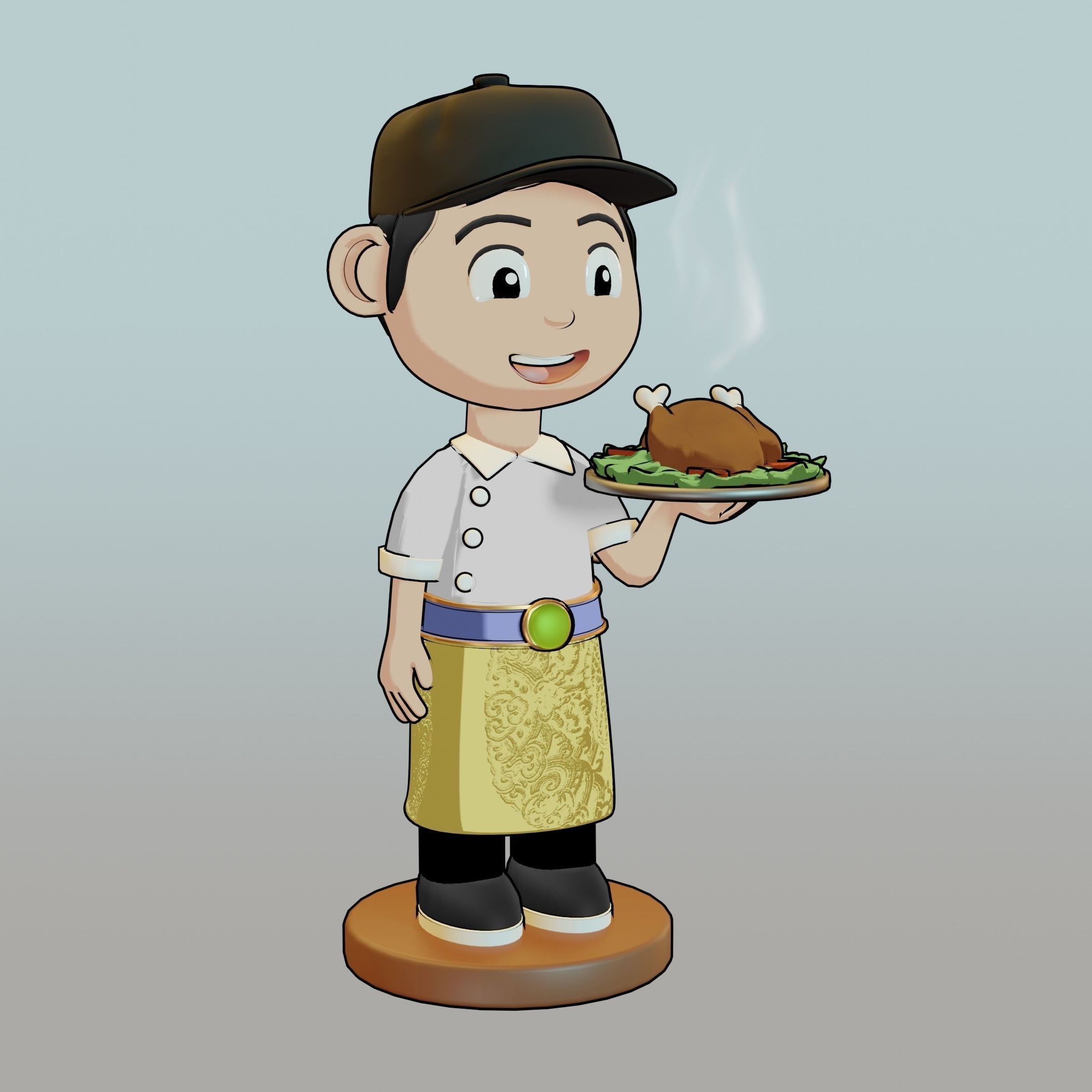 Cartoon Waiter 3D model | CGTrader