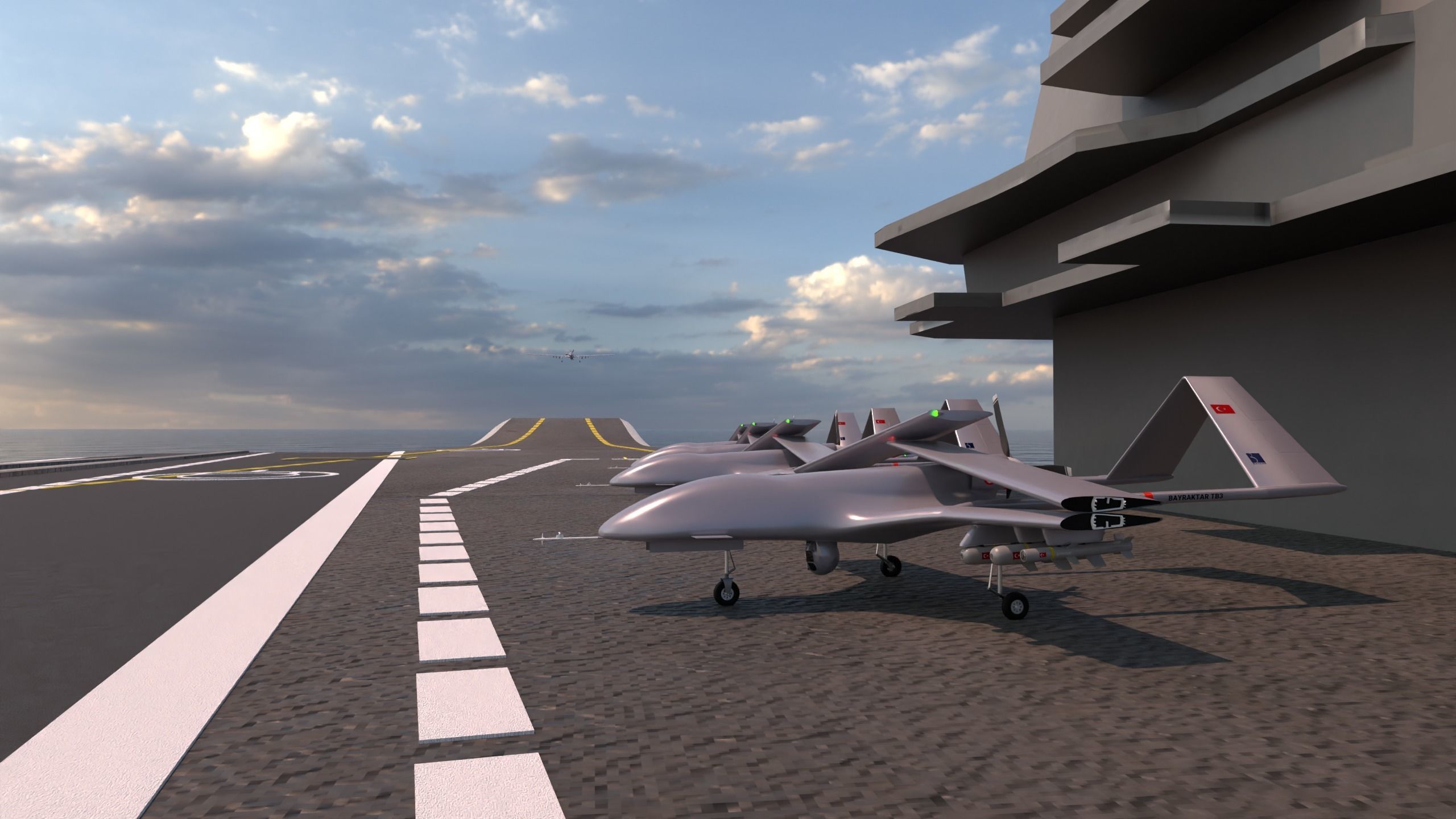 3D model Bayraktar TB3 Unmanned Combat Aerial Vehicle VR / AR / low ...